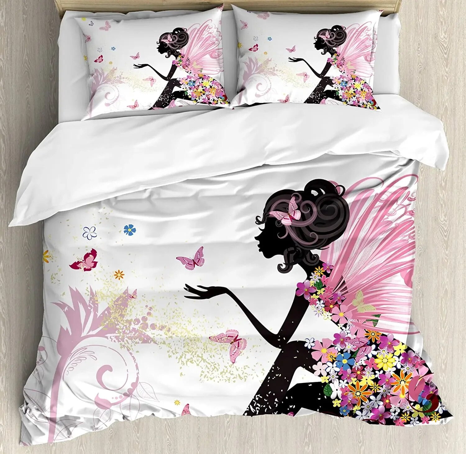 s Bedding Set For Bedroom Bed Home with Dotted Wings Swirls and Curves ...