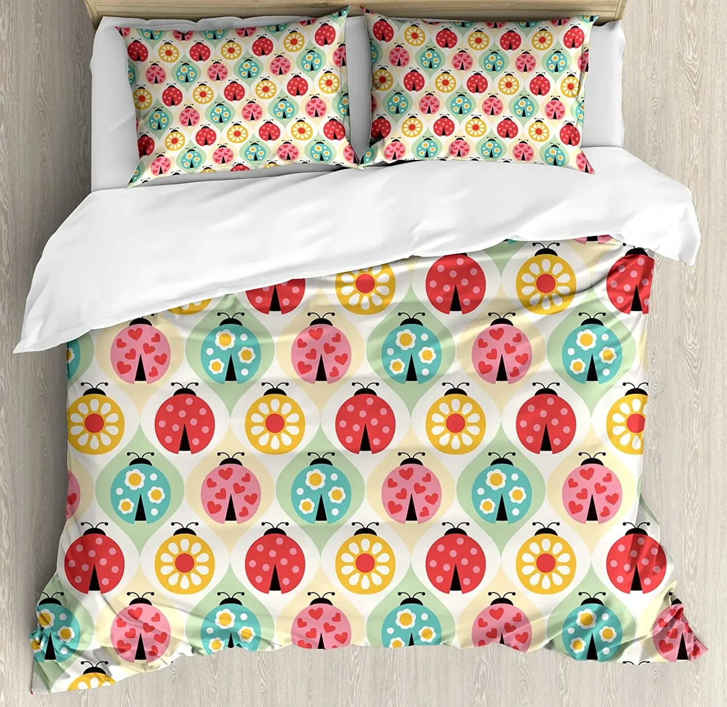 s Bedding Set For Bedroom Bed Home with Dotted Wings Swirls and Curves ...