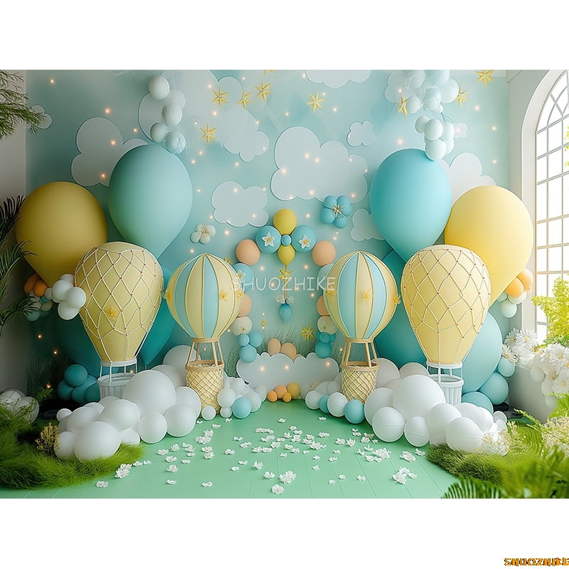 s Birthday Party Photography Backdrops Props Unicorn Colorful Balloons ...