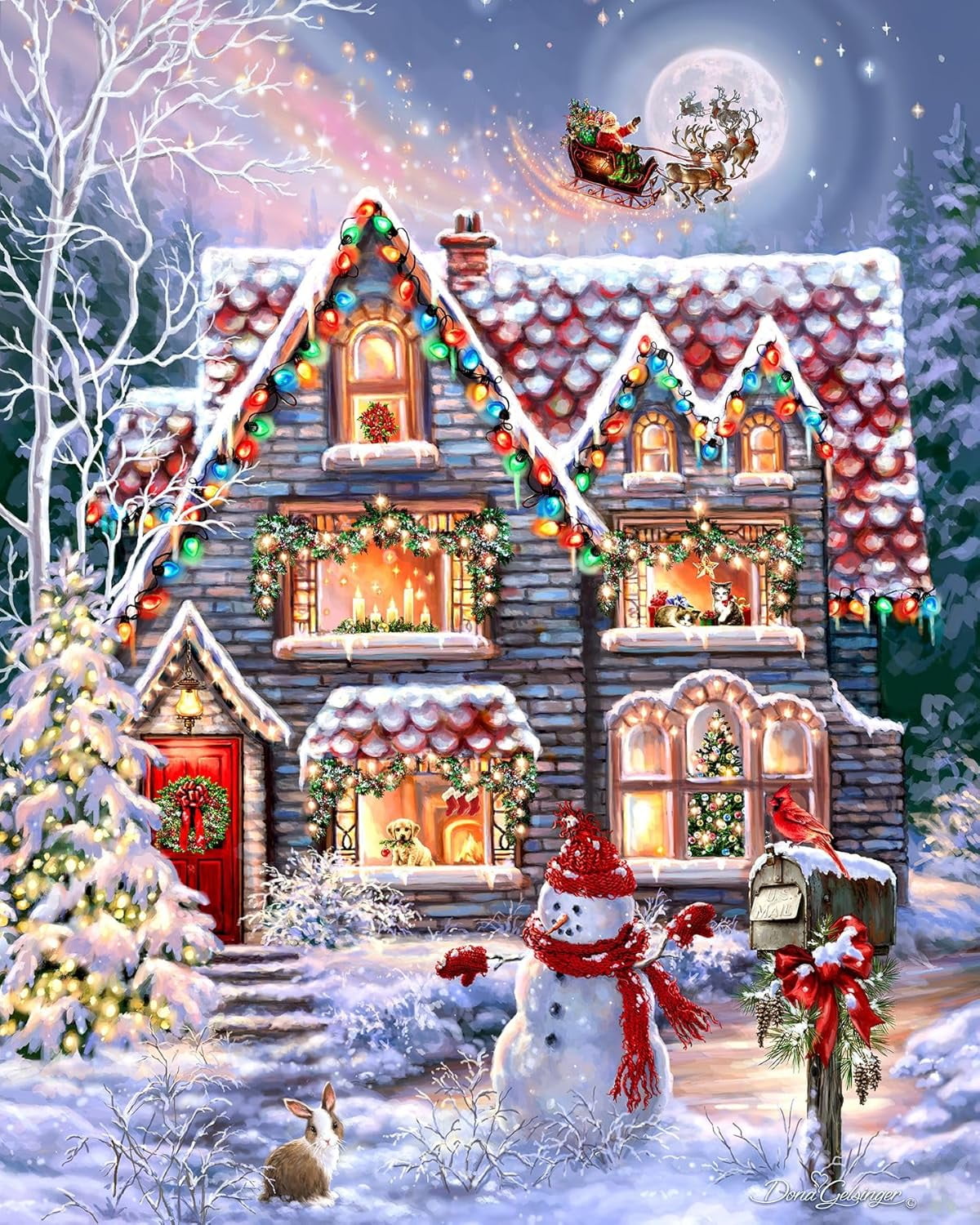 's Christmas Eve Cottage 1000 Piece Jigsaw Puzzle is a Classic Image of ...