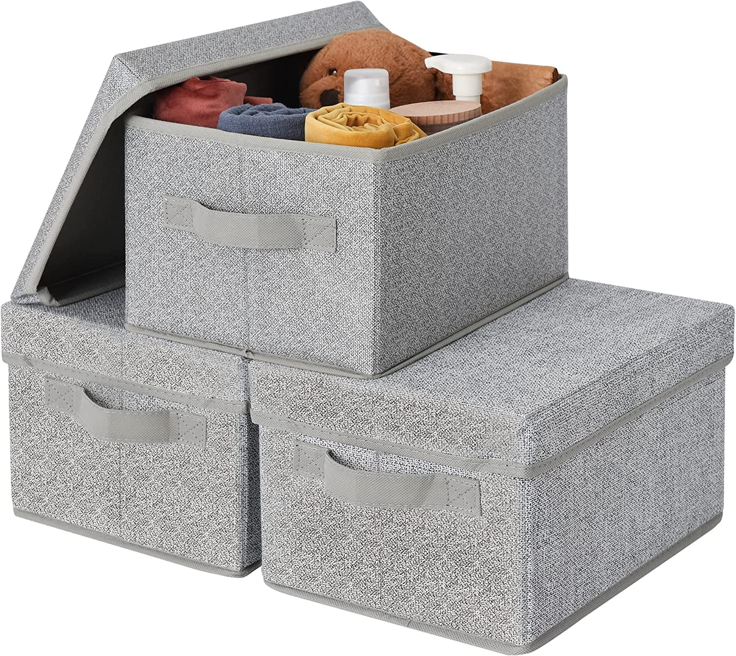 s Closet Storage Bins, Fabric Boxes with Lids, Shelf Baskets for Closet ...