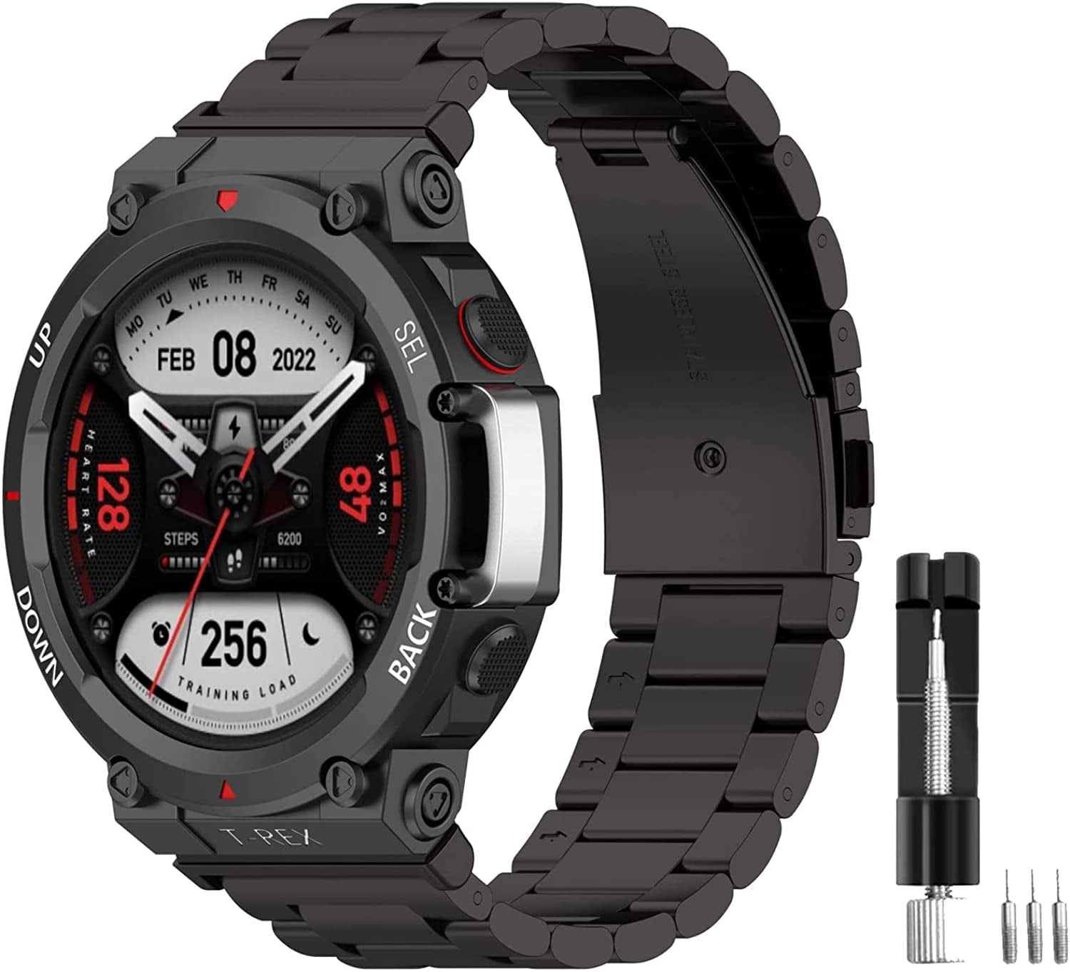 s Compatible for Amazfit T-Rex 2 Men Metal Adjustable Stainless Steel ...