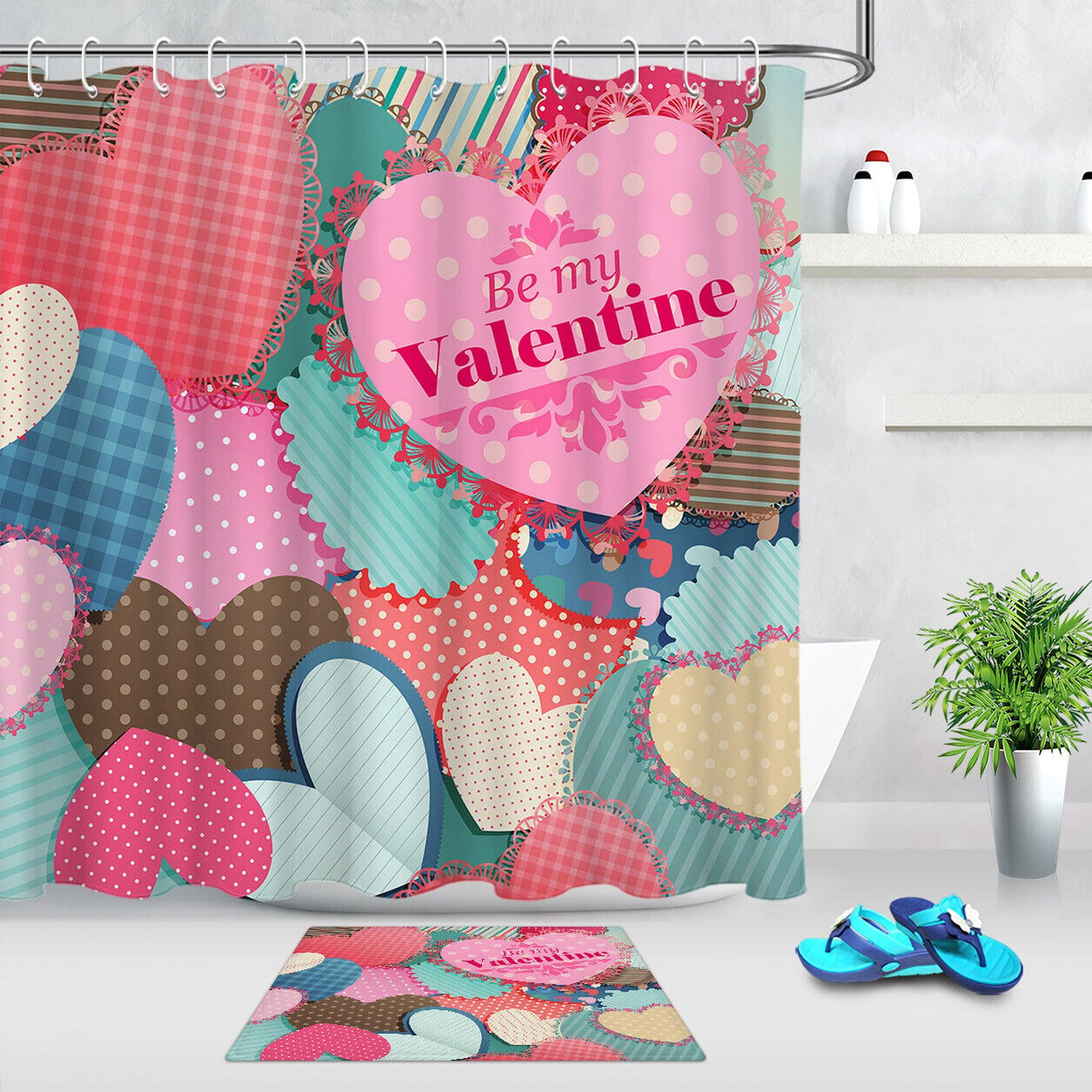s Day Colorful Pile of Paper Hearts Shower Curtain Bathroom Decor ...