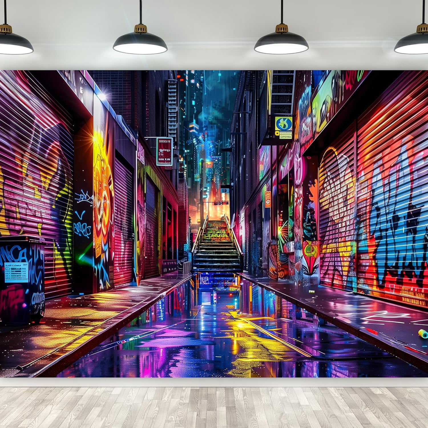 s Graffiti Street Backdrop 7Wx5H Feet Neon Wall Hip Hop Retro 80s 90s ...