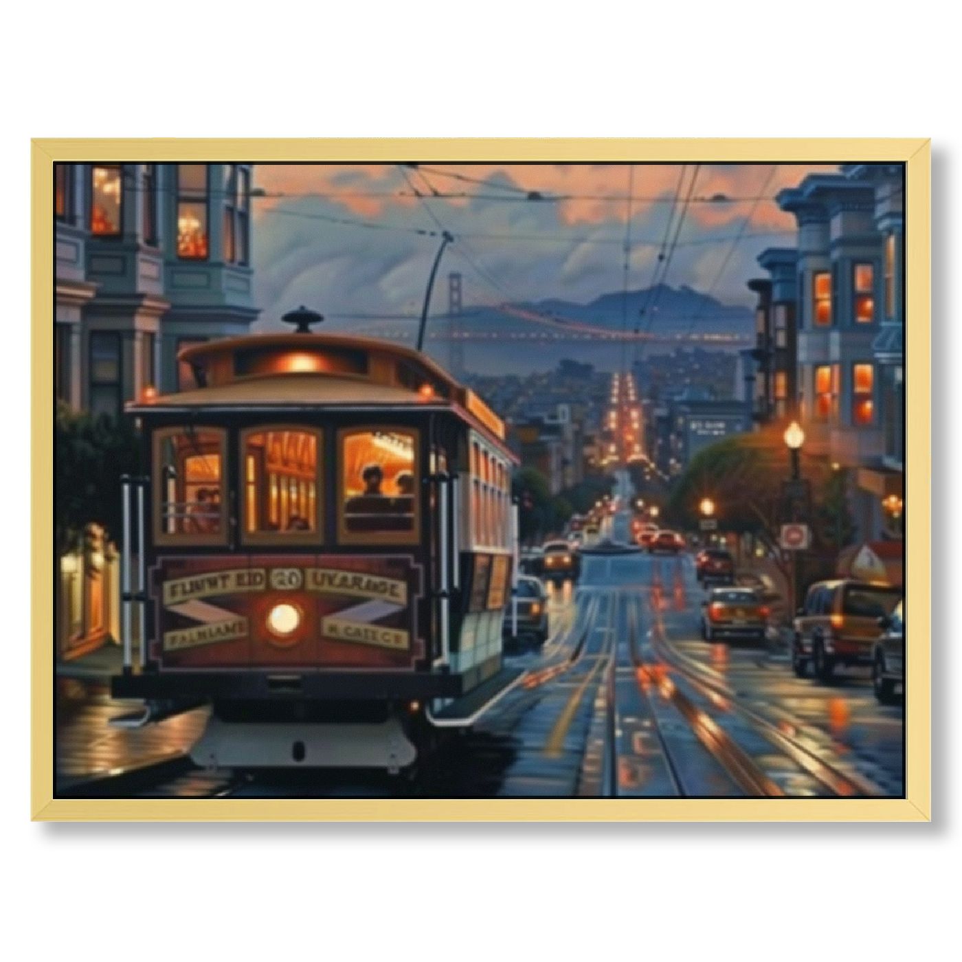 s San Francisco City Street Railroad Trolley Art Beautiful Cityscape ...