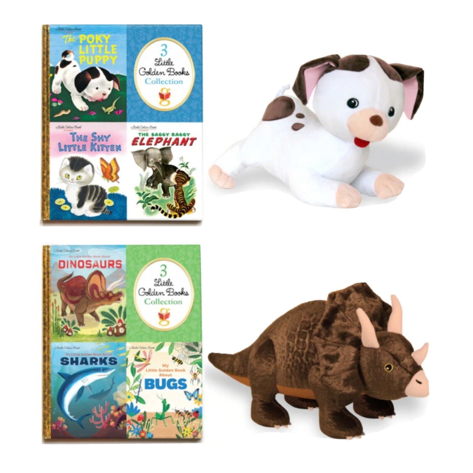 s Set 4 Plush & Books Little Golden Book Dinosaur & Poky Little Puppy ...