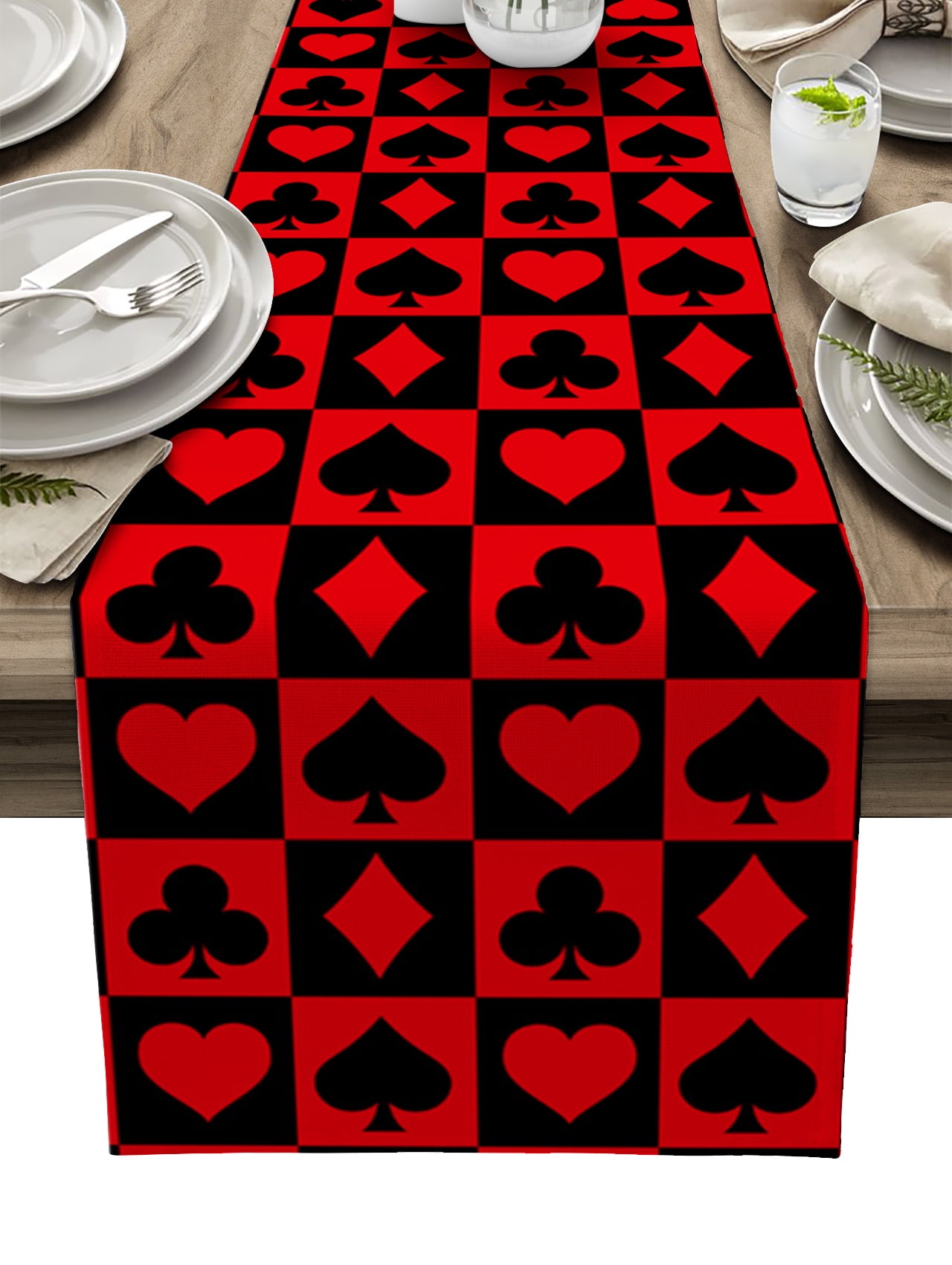 s Spades Hearts Poker White Table Runner Home Wedding Table Flag Mat ...