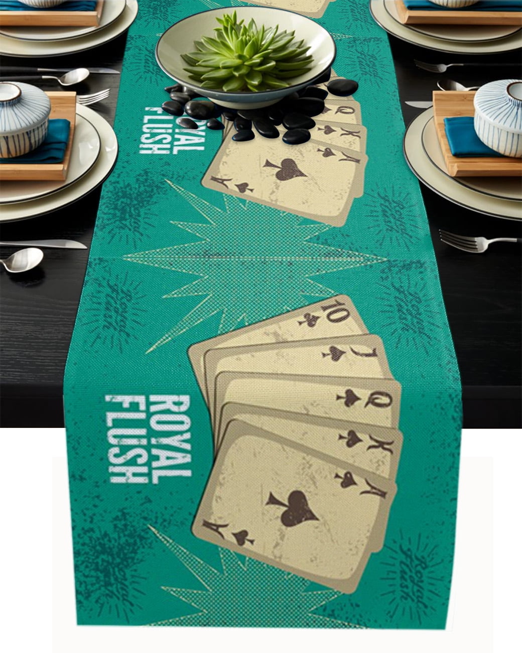 s Spades Hearts Poker White Table Runner Home Wedding Table Flag Mat ...