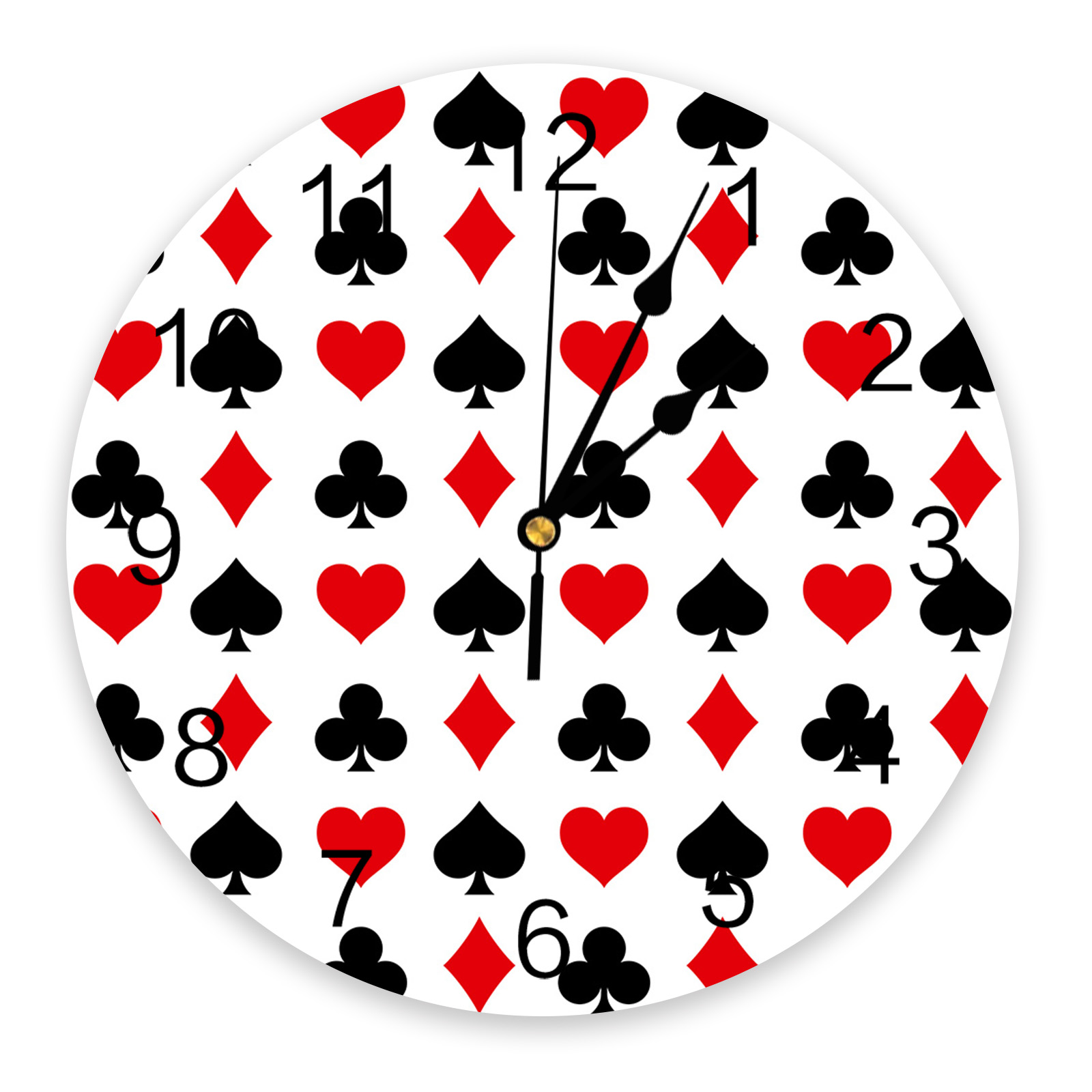 s Spades Hearts Poker White Wall Clock For Modern Home ration Teen Room ...
