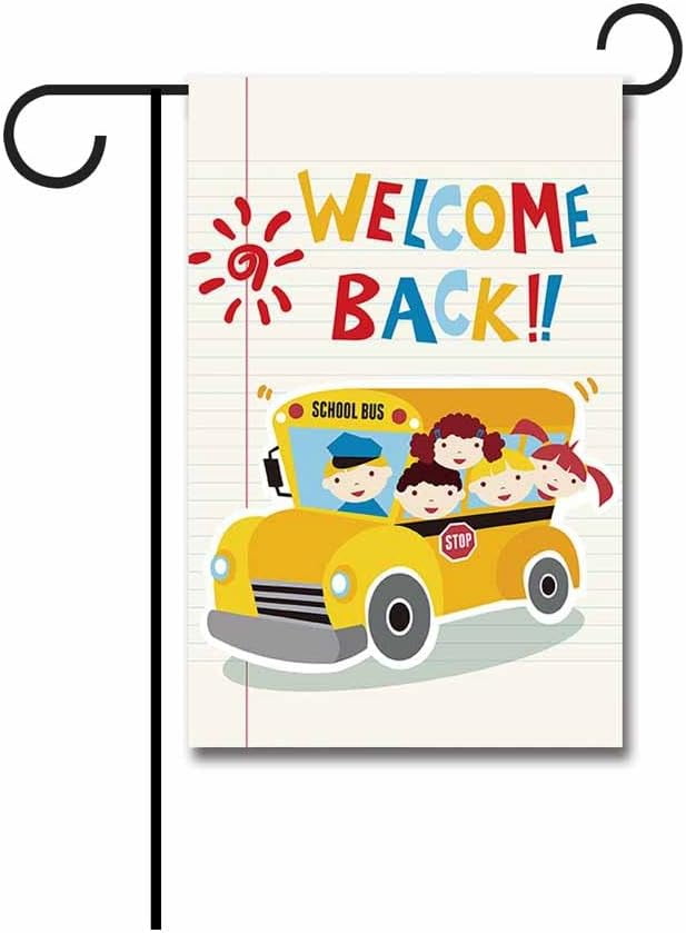 s Welcome Back to School Garden Flag Bus with Children Flag for Indoor ...
