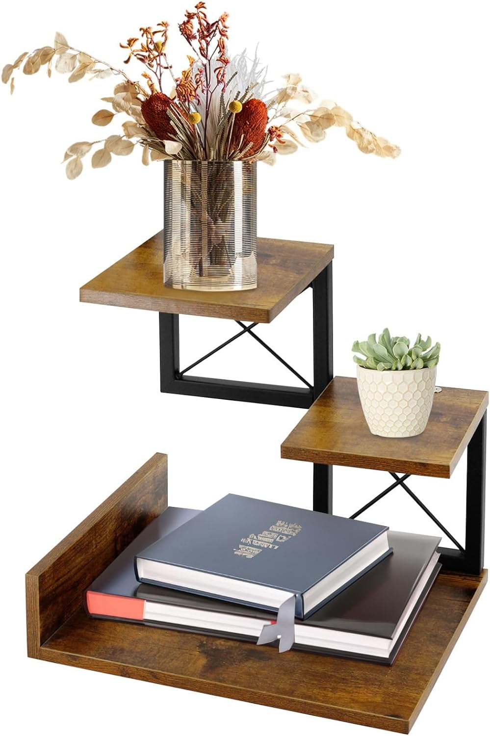 s Wood Desktop Shelf, Desktop Organizer Office Storage Rack Adjustable ...