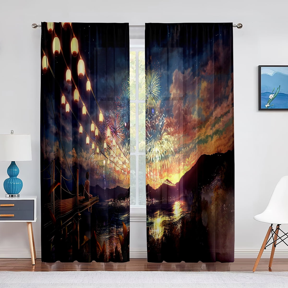 s and Crackers Festival Theme Love Heart Pink Tulle Curtains for Living ...