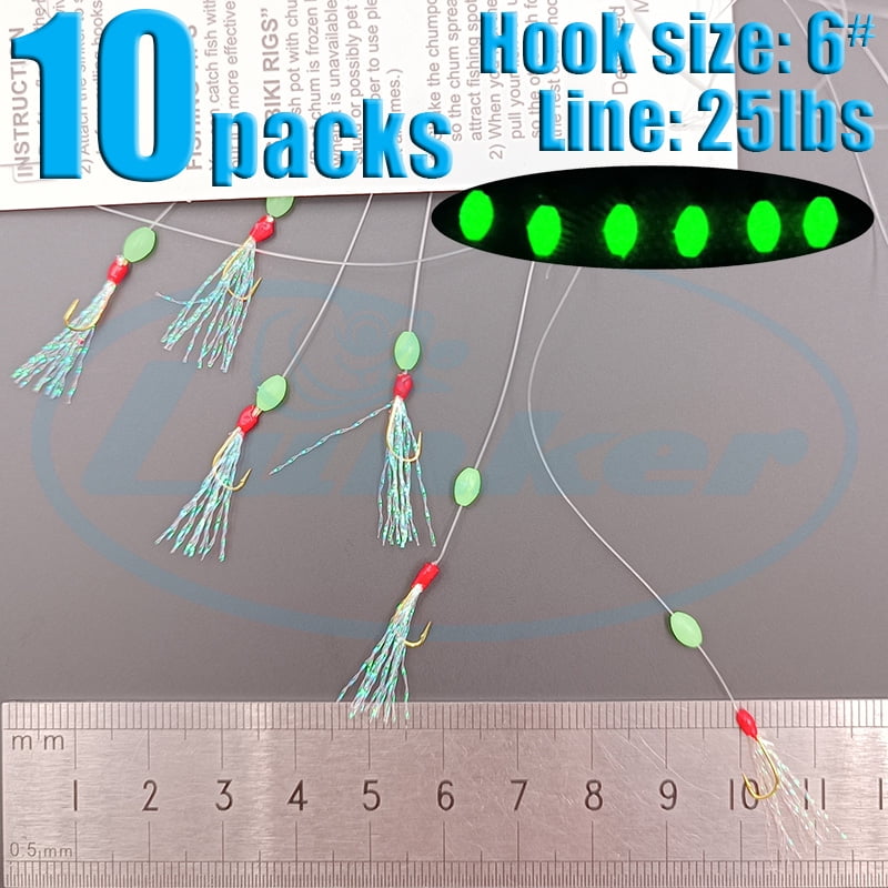 sabiki rigs 10 packs high carbon steel hooks saltwater fishing tackle ...