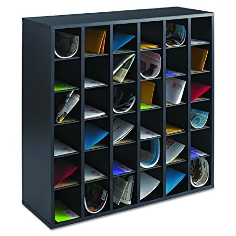 safco products wood mail sorter 7766gr, black, oversized envelopes, 36 ...