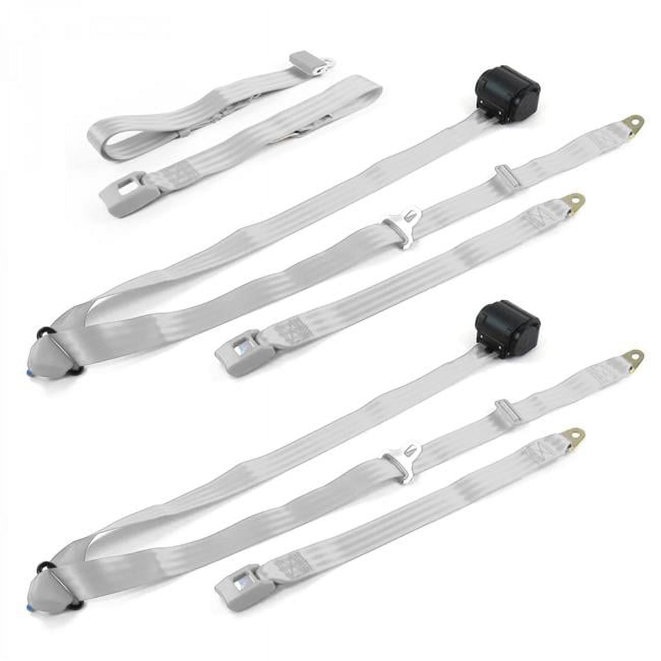 safeTboy Gray & Grey Retractable Bench Seat Belt Kit for 1968-1974 Chevy Nova Standard 3 Point ...