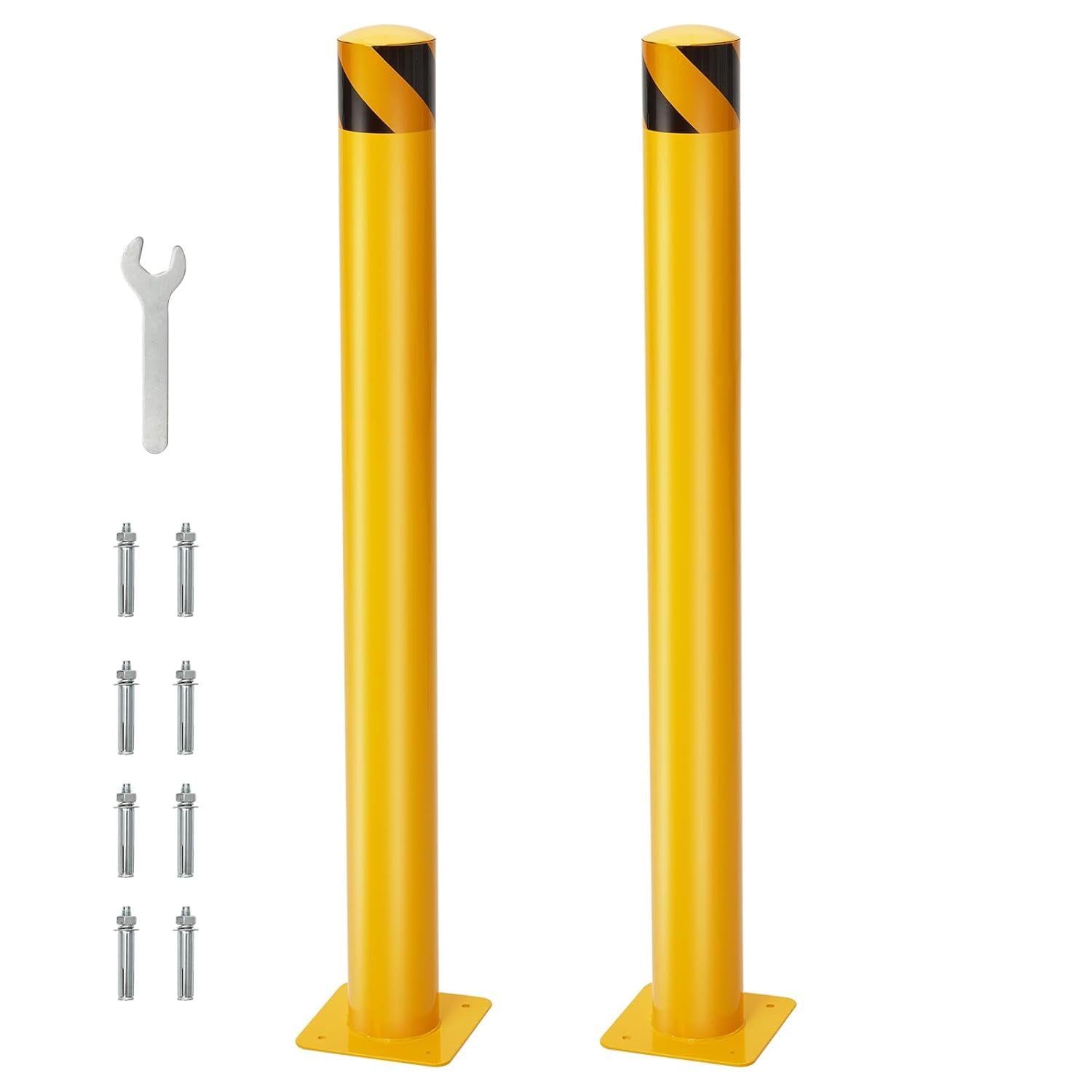 Safety Bollard, 2 Packs 42 Inch Height Bollard Post, Steel Safety ...