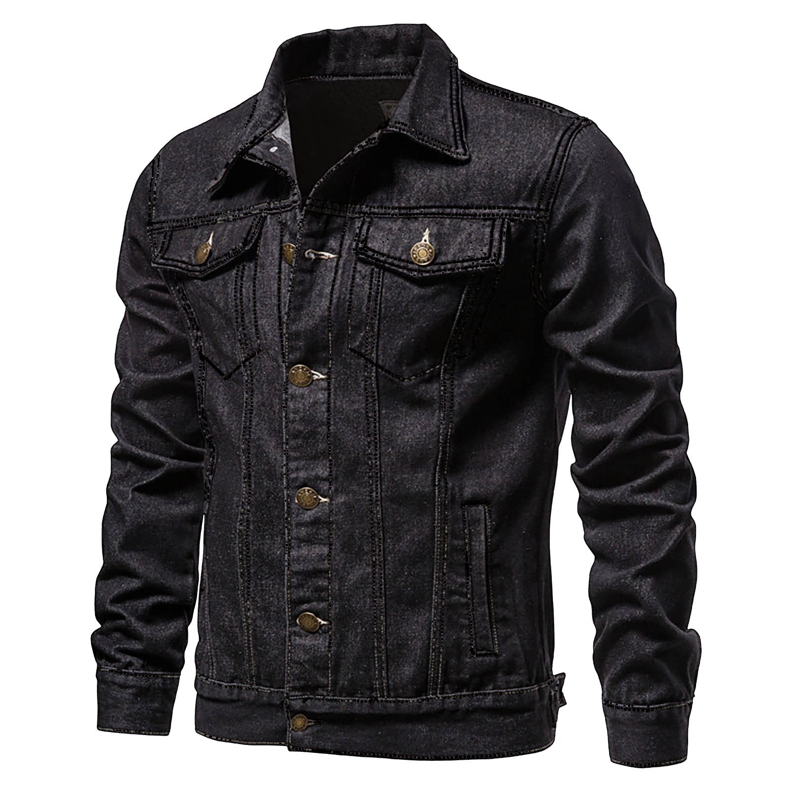 safuny Mens Denim Jacket,Long Sleeve Button Down Jackets Distressed ...