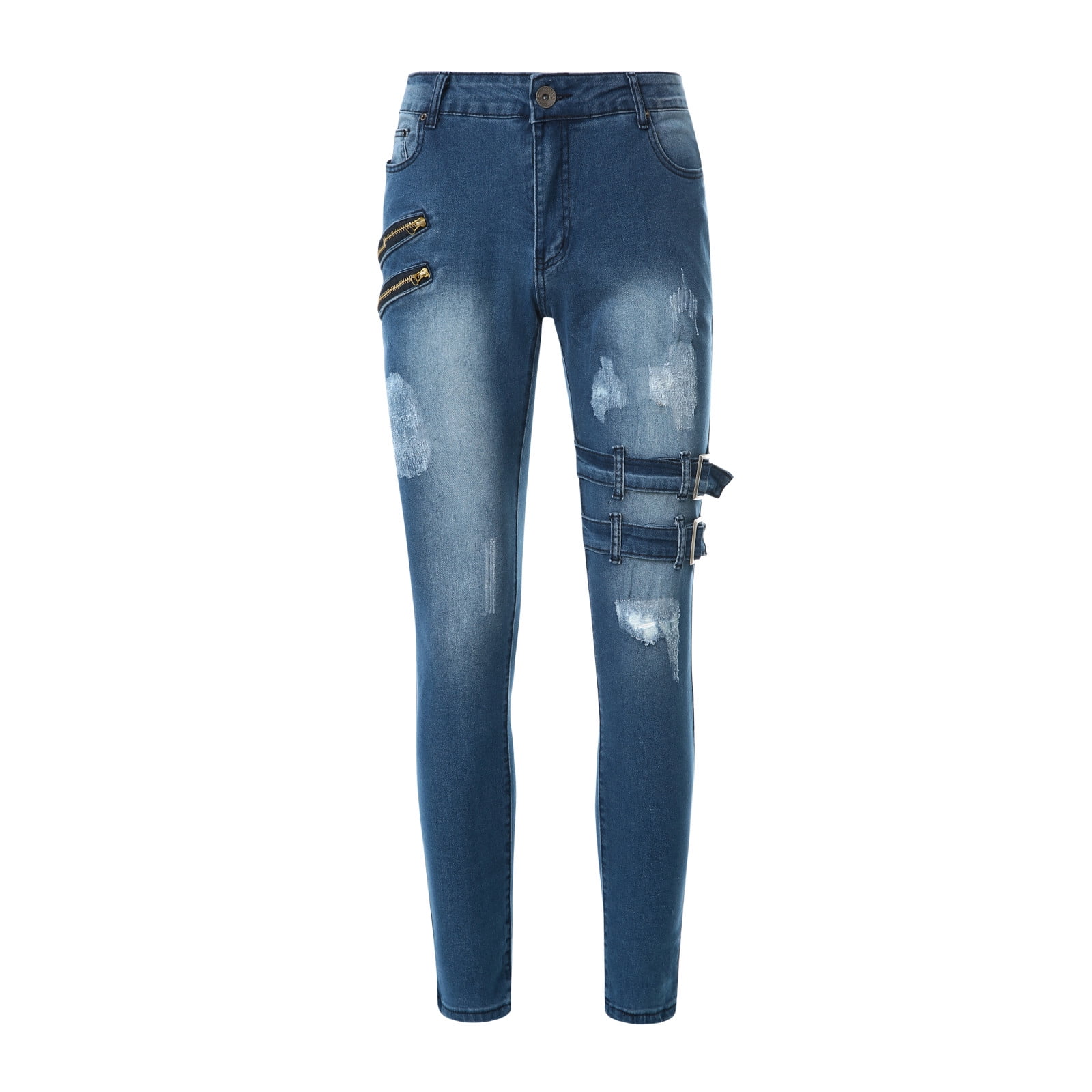 safuny Denim Retro Pants for Men Solid Color Comfy Lounge Casual ...