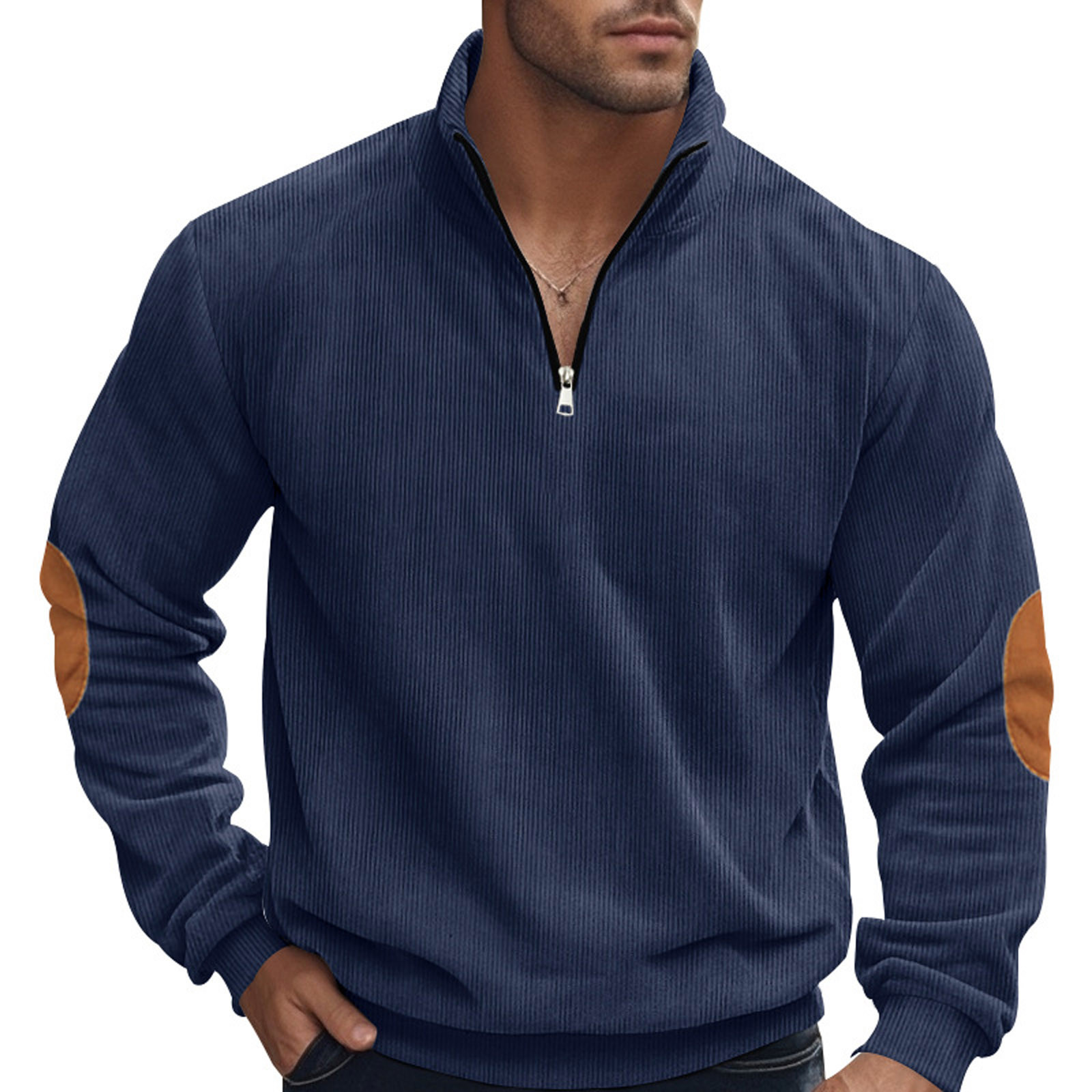 safuny Men's Clearance Color Block Retro Pullover Casual Long Sleeve Sports Quarter Zipper Tops ...