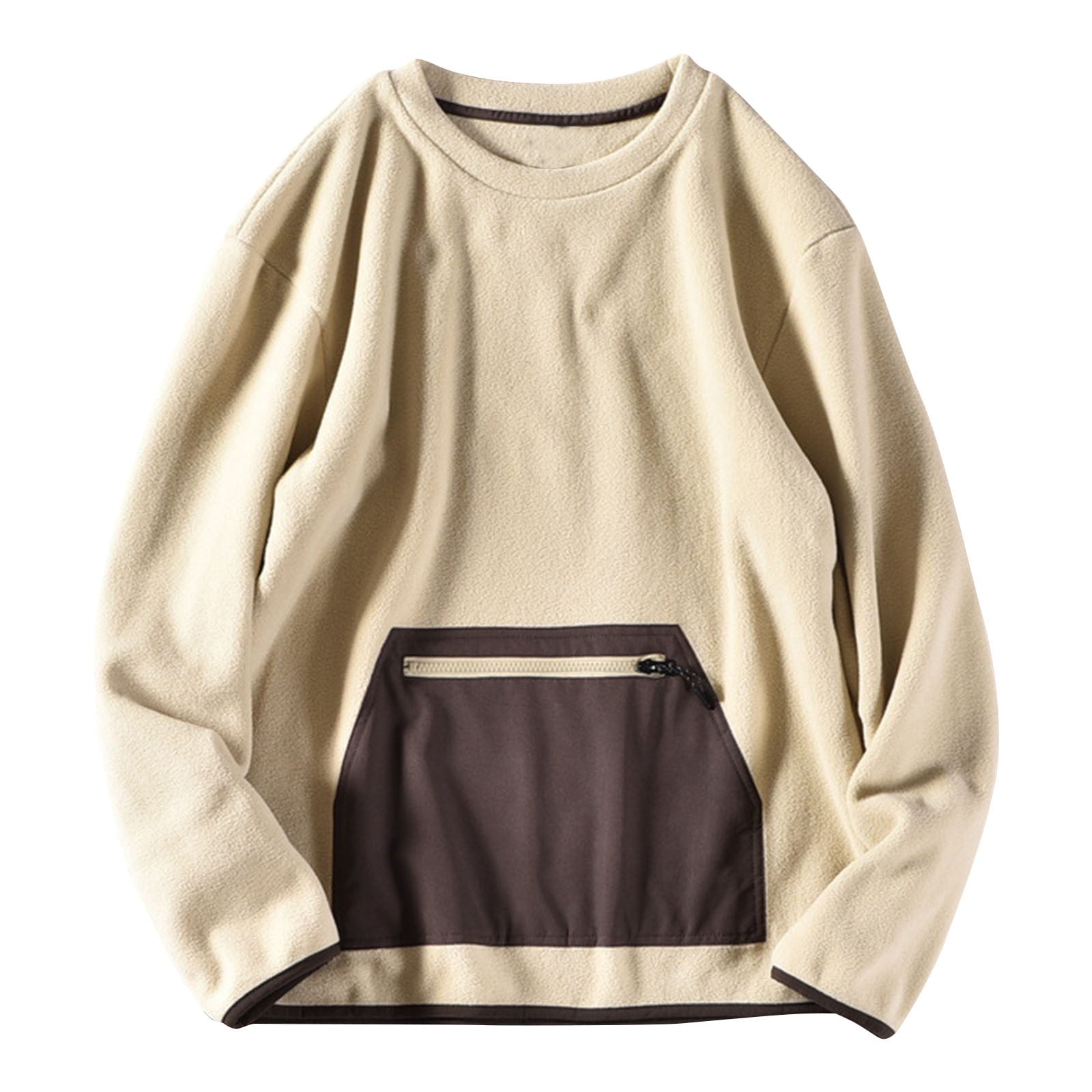 safuny Men's Crew Neck Sweatshirts Zipper Winter Thicken Basic Tops ...