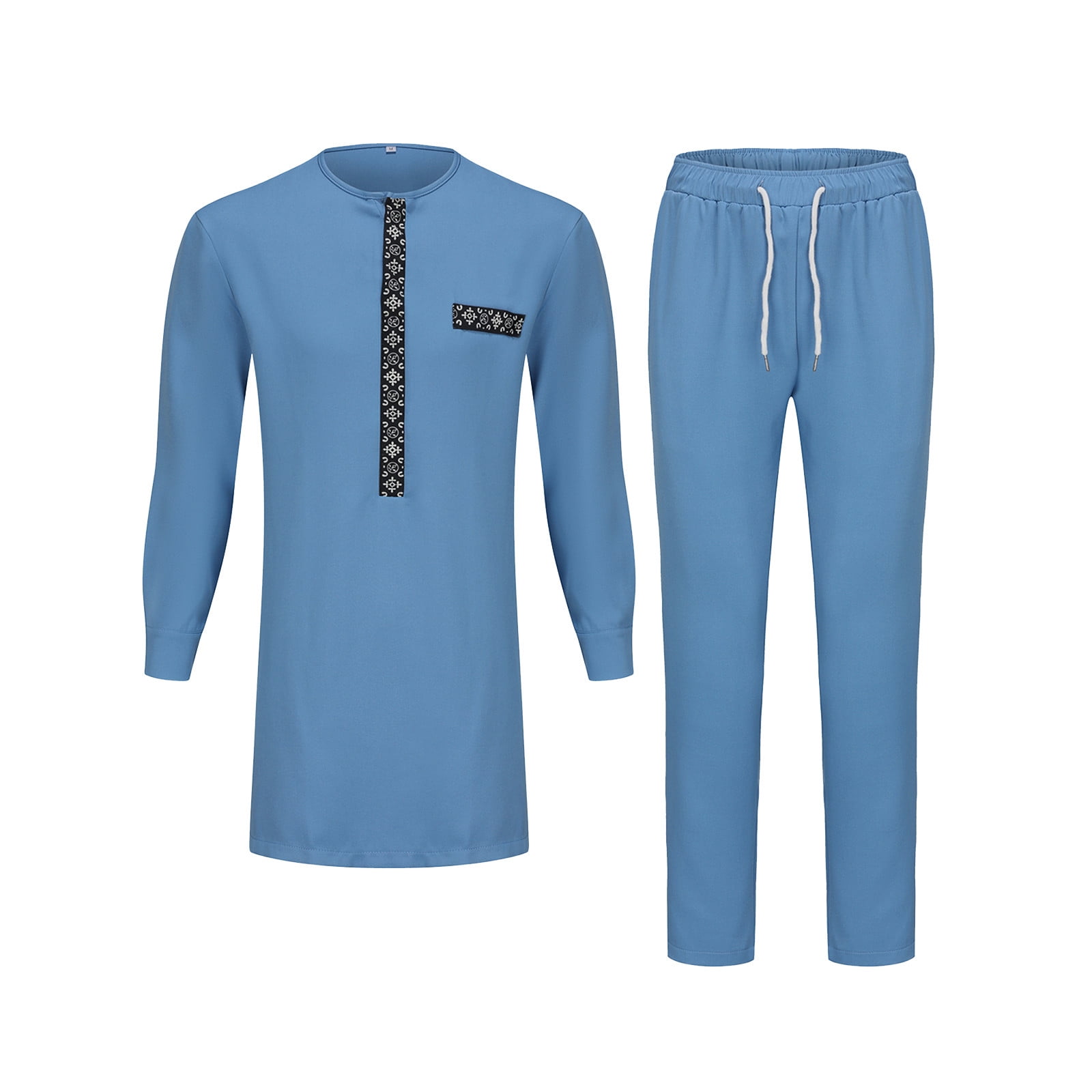 safuny Men's Gentlemen 2 Piece Suit Dress Shirt with Pants Long Sleeve ...