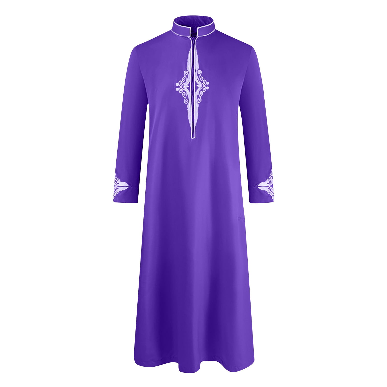 safuny Men's Muslim Islamic Ramadan Hooded Jubbah Crew Neck Button ...