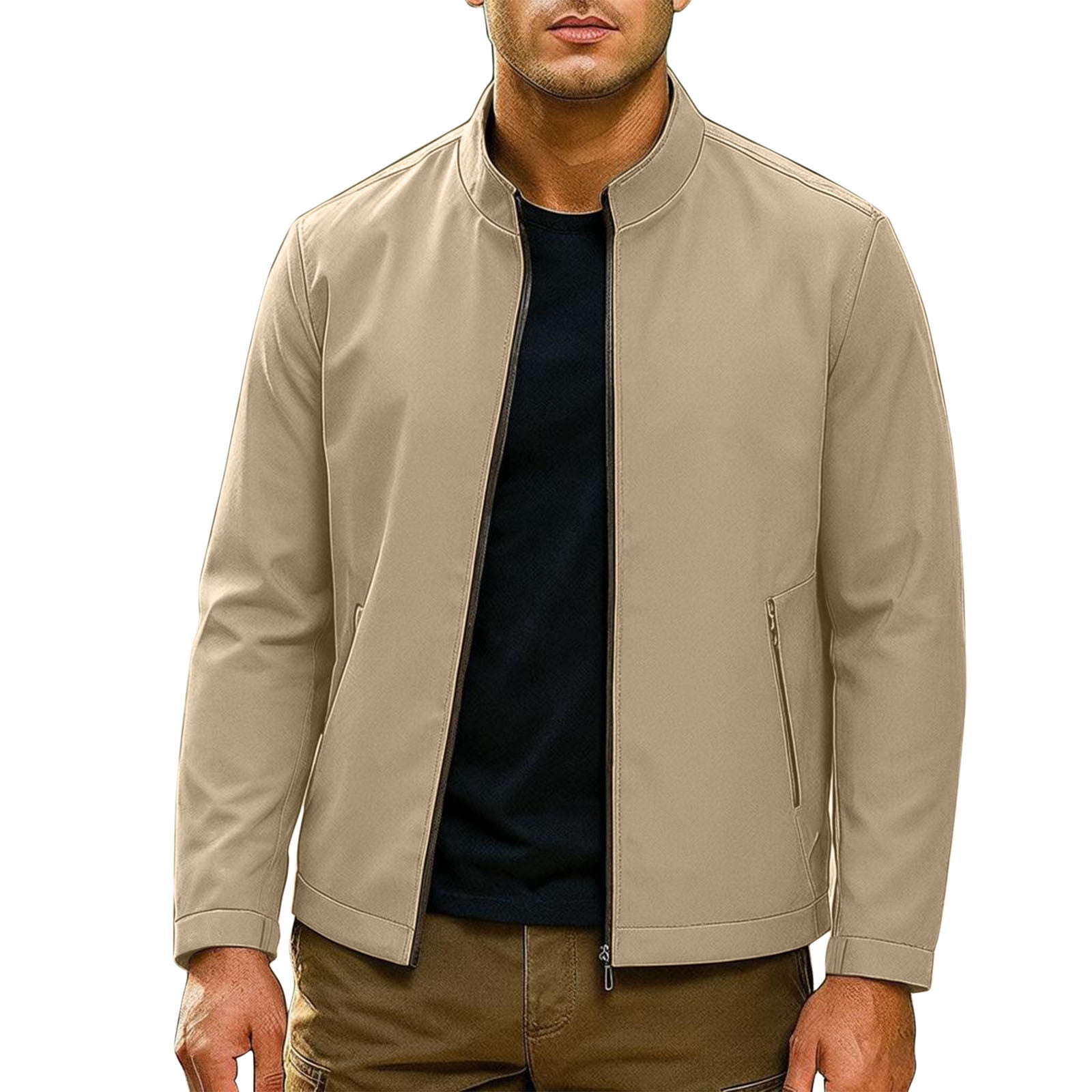 safuny Men's Outdoor Climb Pocket Long Sleeve Jacket Stylish Casual ...