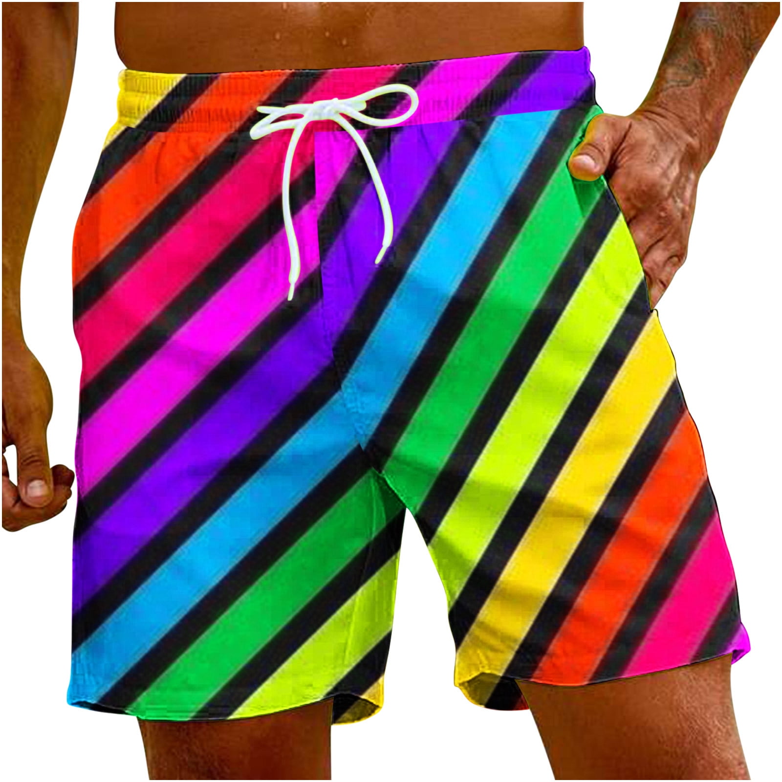 safuny Men's Swim Trunks Shorts Swimwear Bathing Pants Drawstring ...