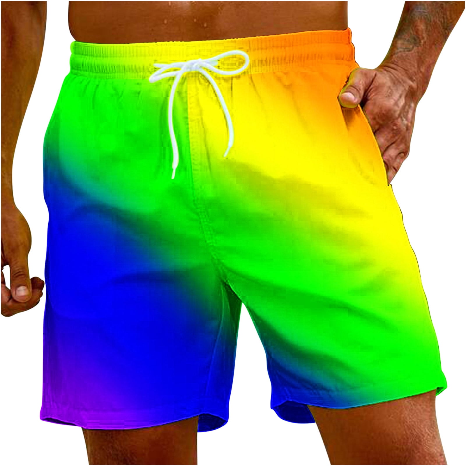 safuny Men's Swim Trunks Shorts Swimwear Bathing Pants Drawstring ...
