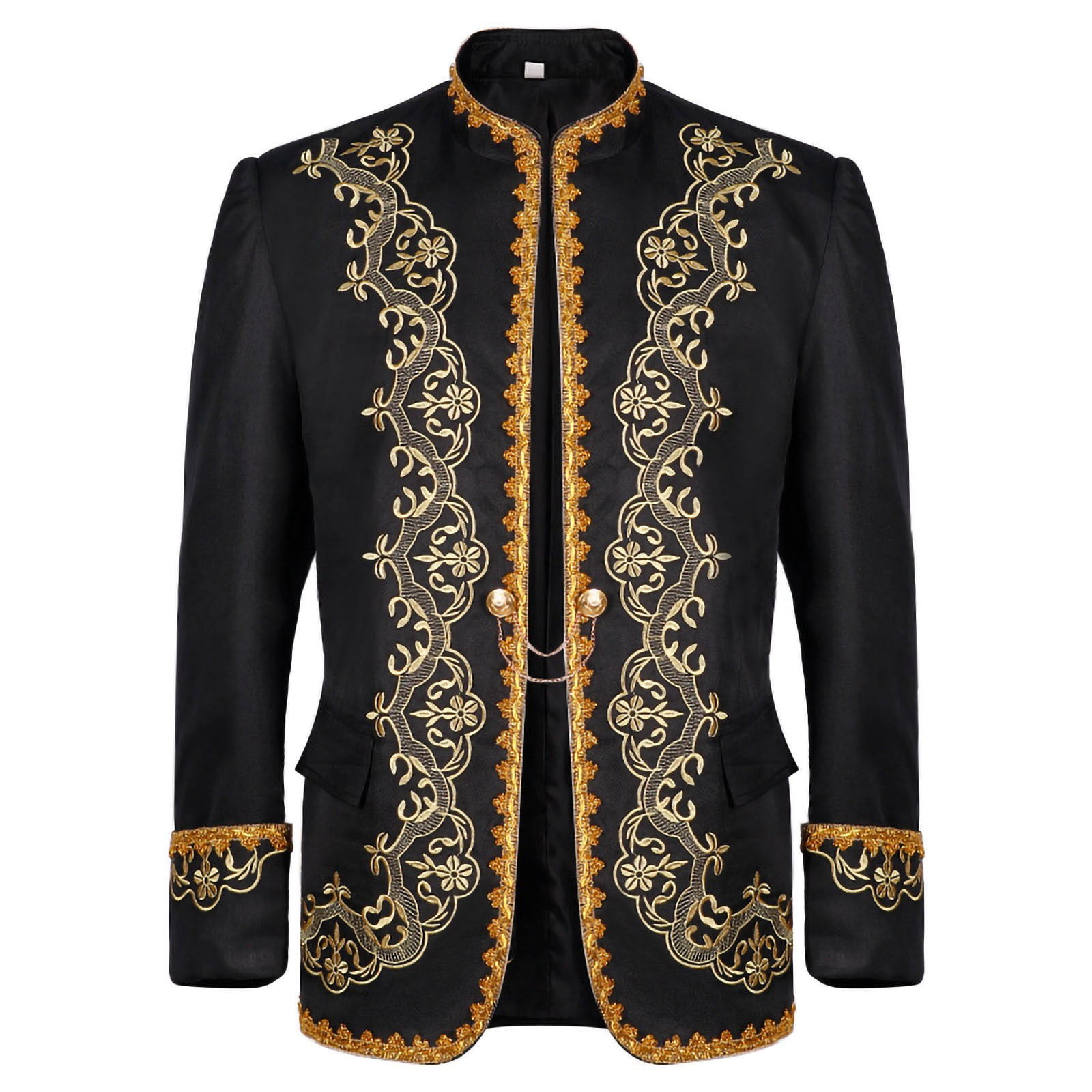 safuny Men's Tailcoat Costume Jacket Medieval Court Dress Gold ...