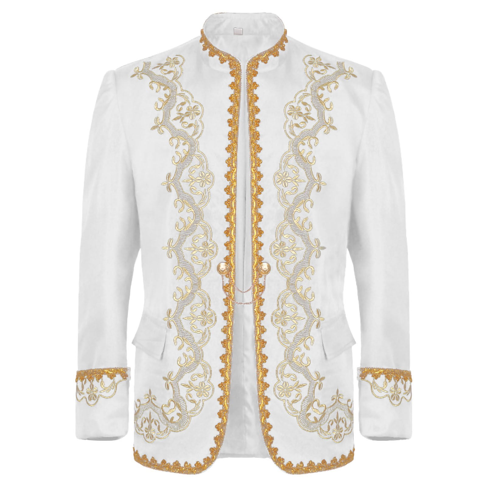 safuny Men's Tailcoat Costume Jacket Medieval Court Dress Gold ...