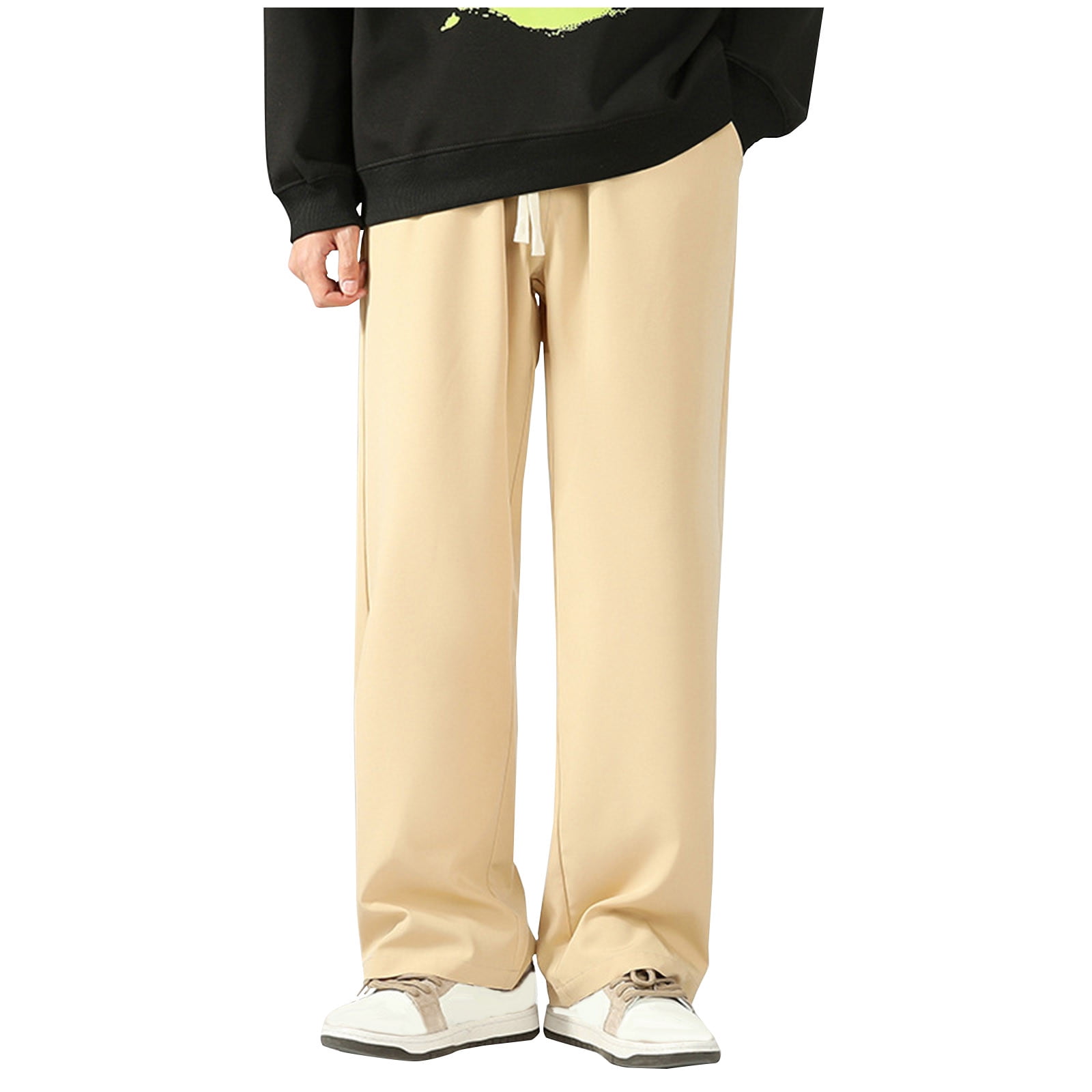 safuny Men's Wide Leg Trousers Straight Workout Causal Elastic Waist ...