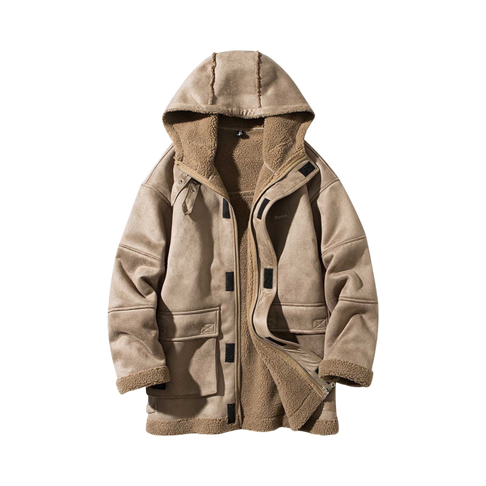 safuny Overcoat Trench Hoodie Coat for Men Long Sleeve Athletic Fashion ...