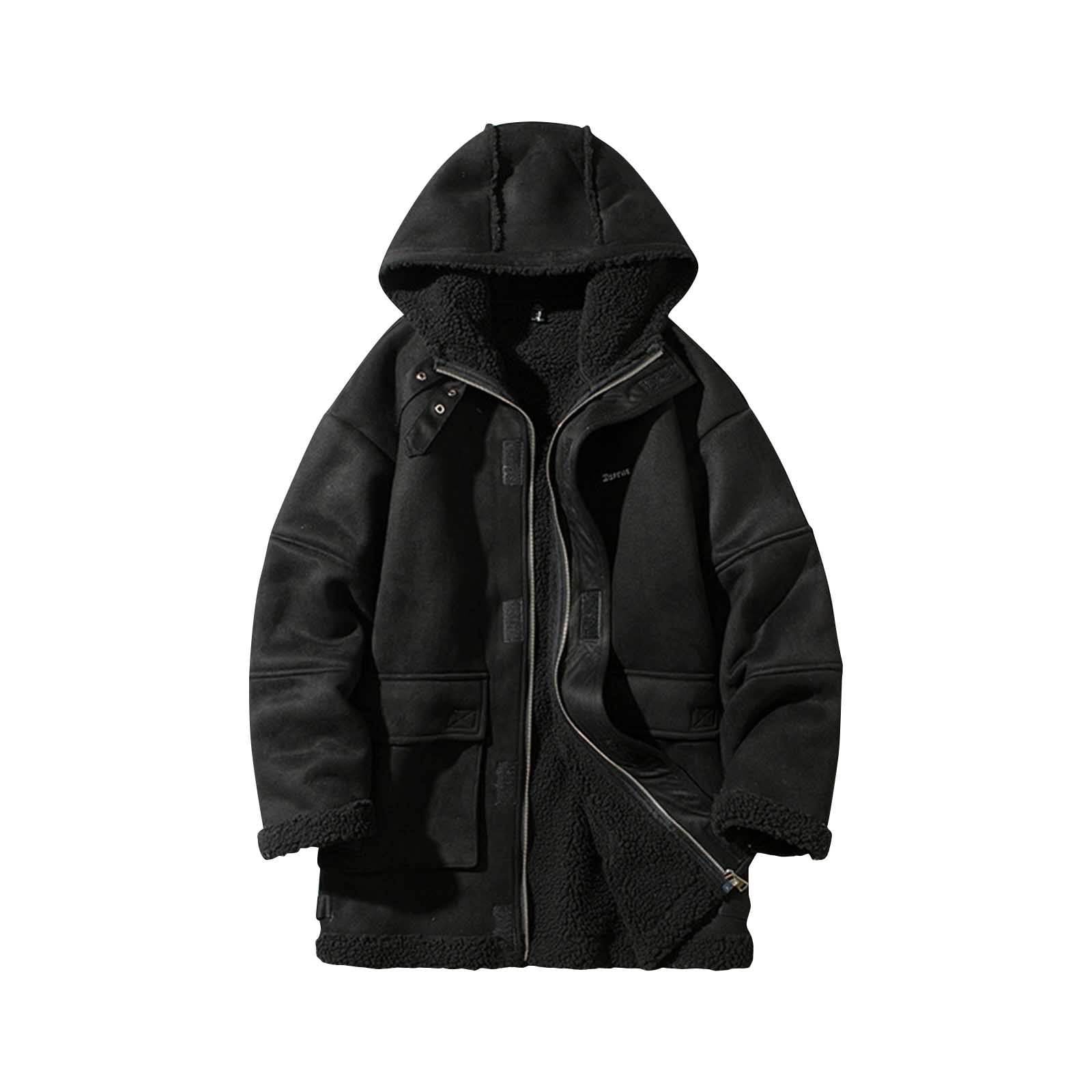 safuny Overcoat Trench Hoodie Coat for Men Long Sleeve Athletic Fashion ...