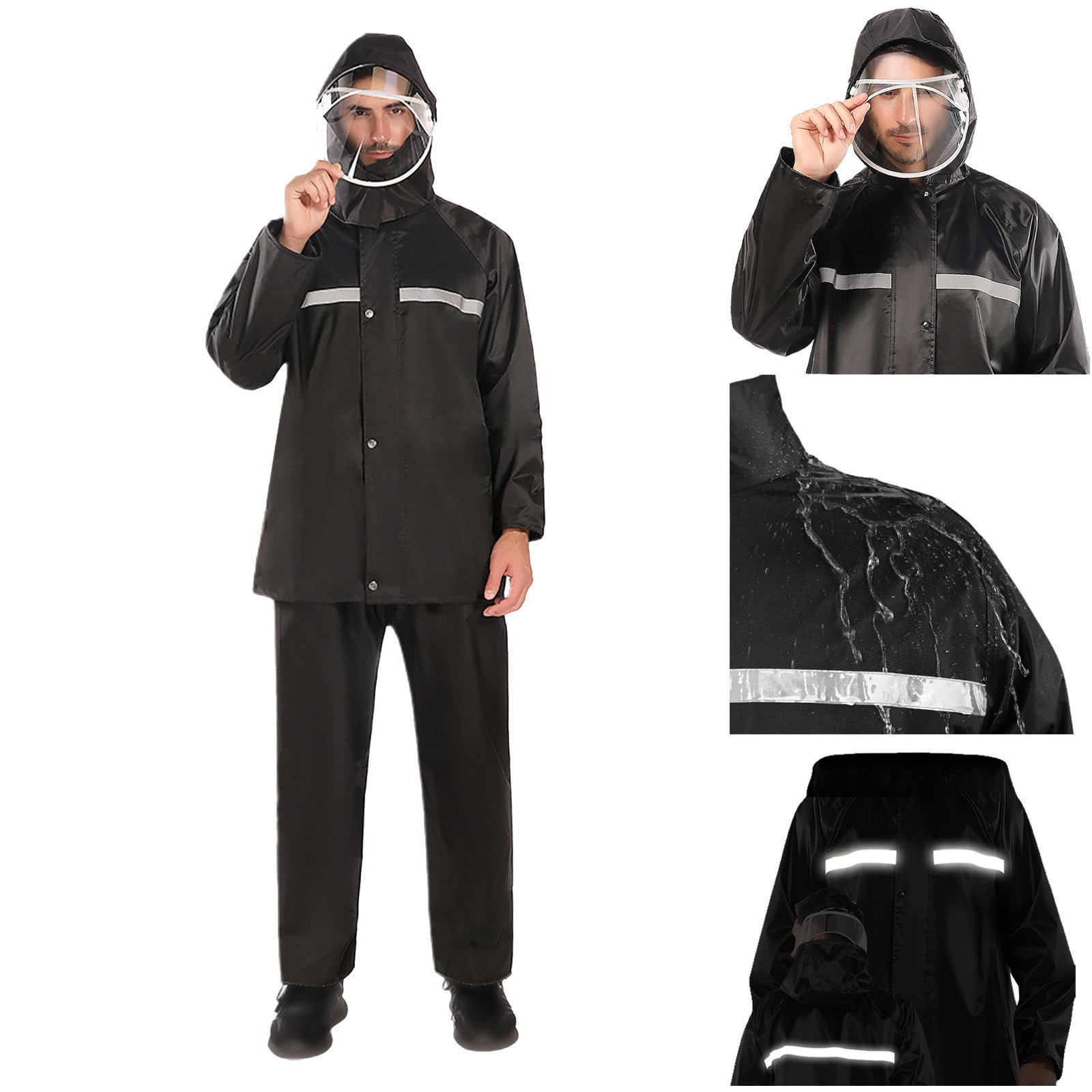 safuny Rain Suit Jacket Trouser Suit Raincoat for Men Women Outdoor All ...