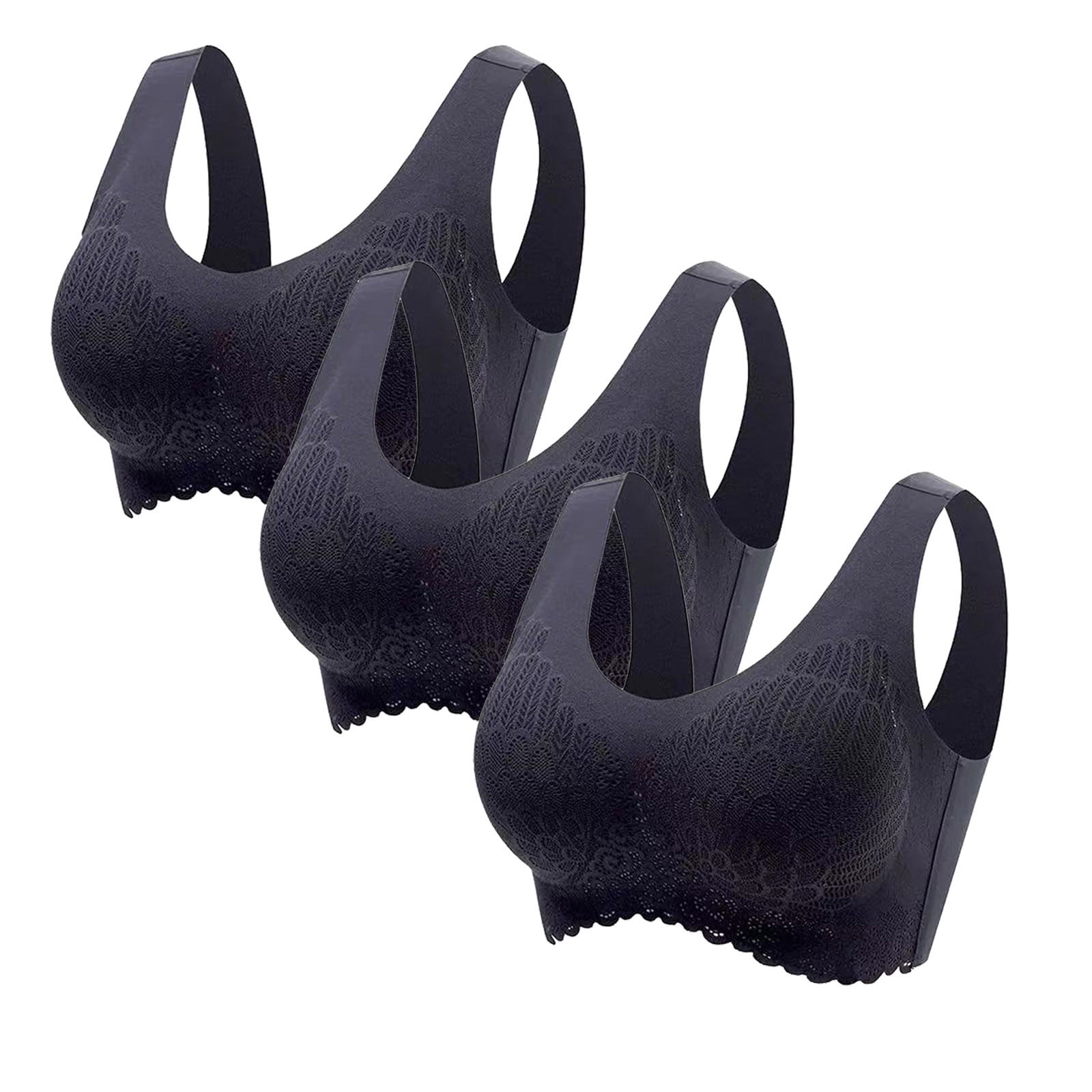 Safuny Sports Everyday Bra For Women Seamless Smoothing 3 Pack Top Base Style Wireless Holiday