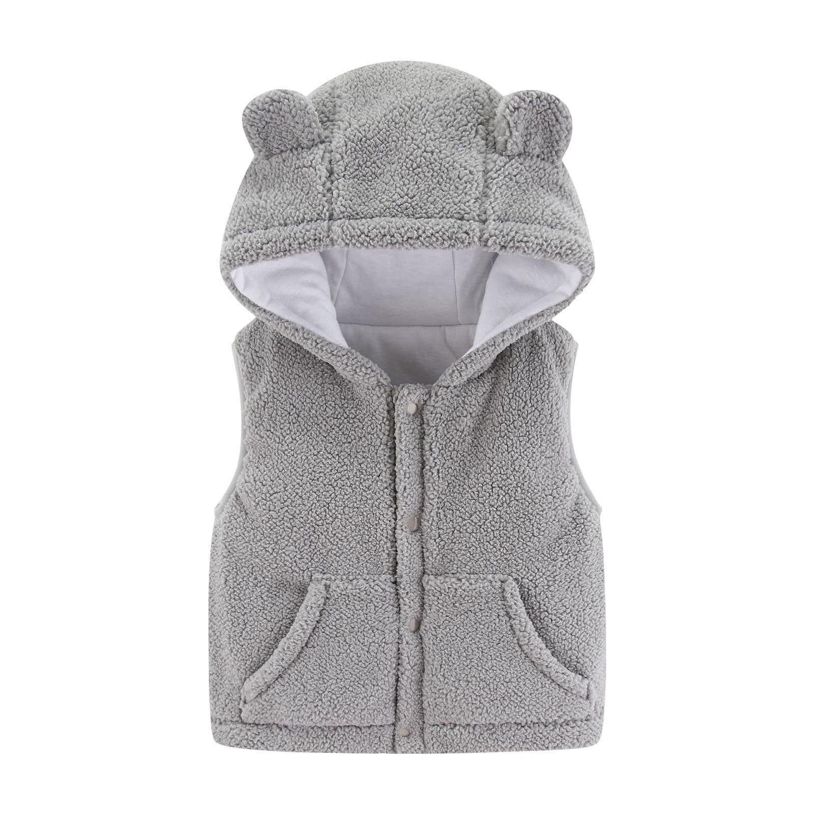safuny Toddler Baby Boys Girls Fleece Vest Button Jacket Fall Hooded ...