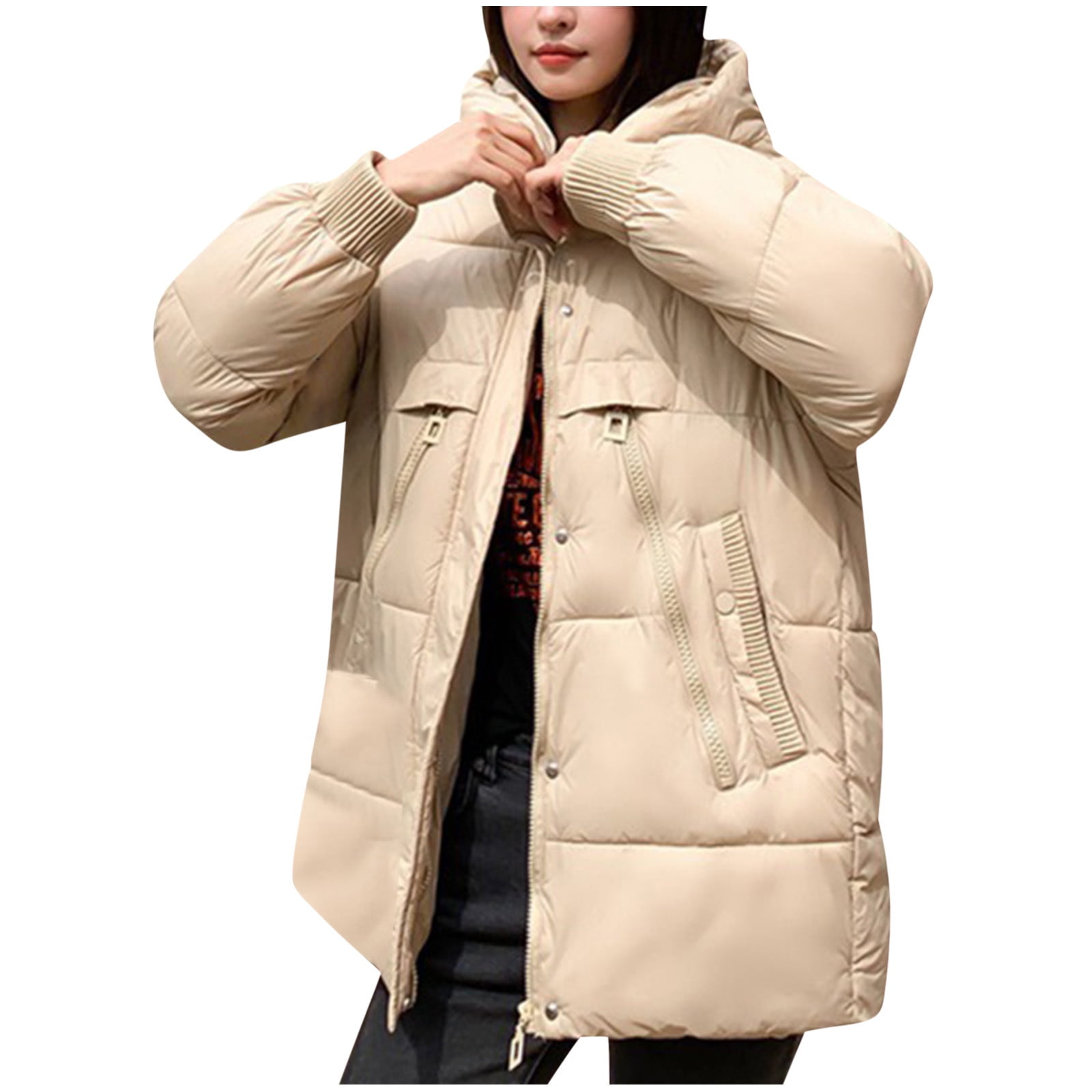 safuny Women's Thicker Winter Slim Down Lammy Jacket Long Sleeve Parkas ...
