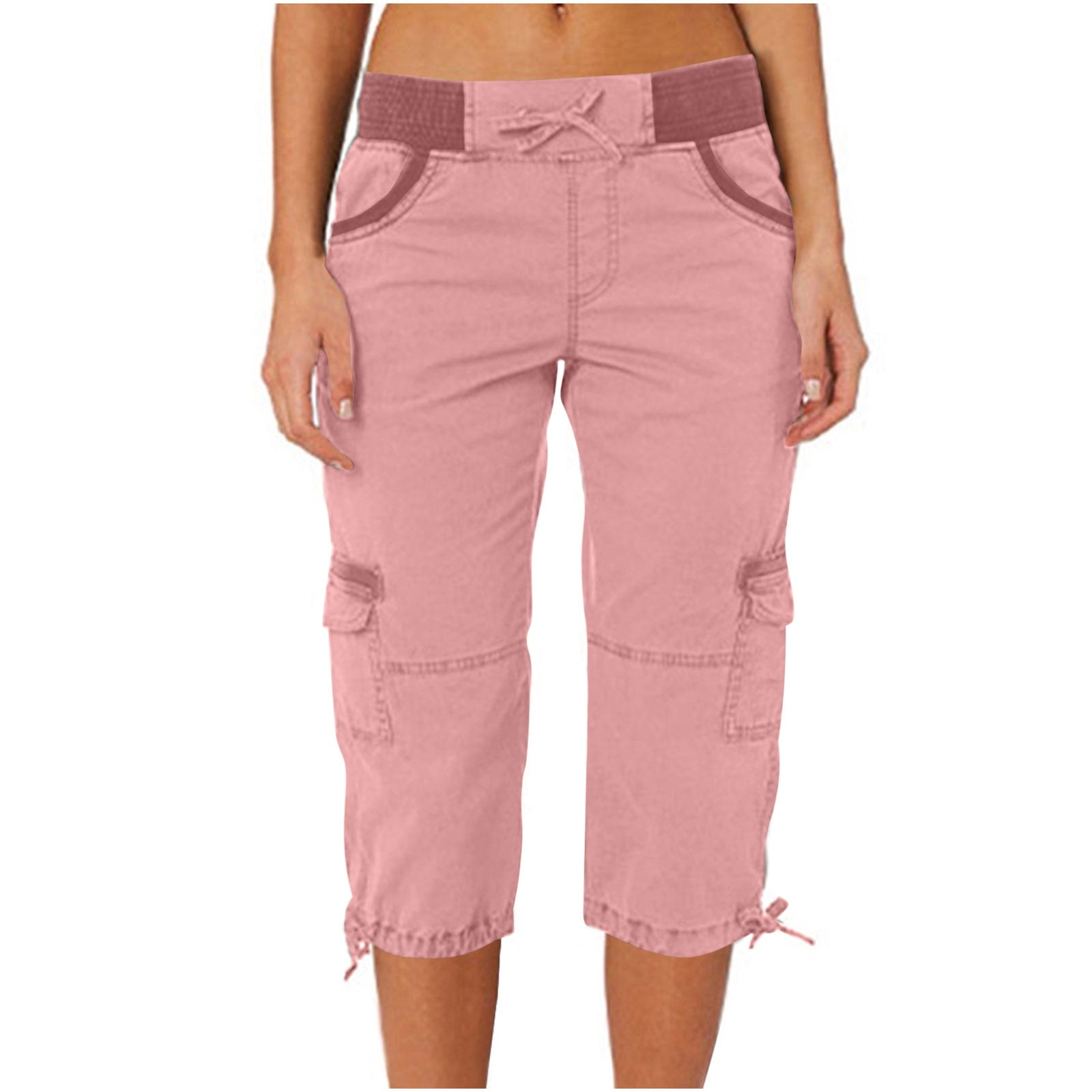 safuny Women's Workwear Capri Pants with Pcoket Girls Teen Relaxed High ...