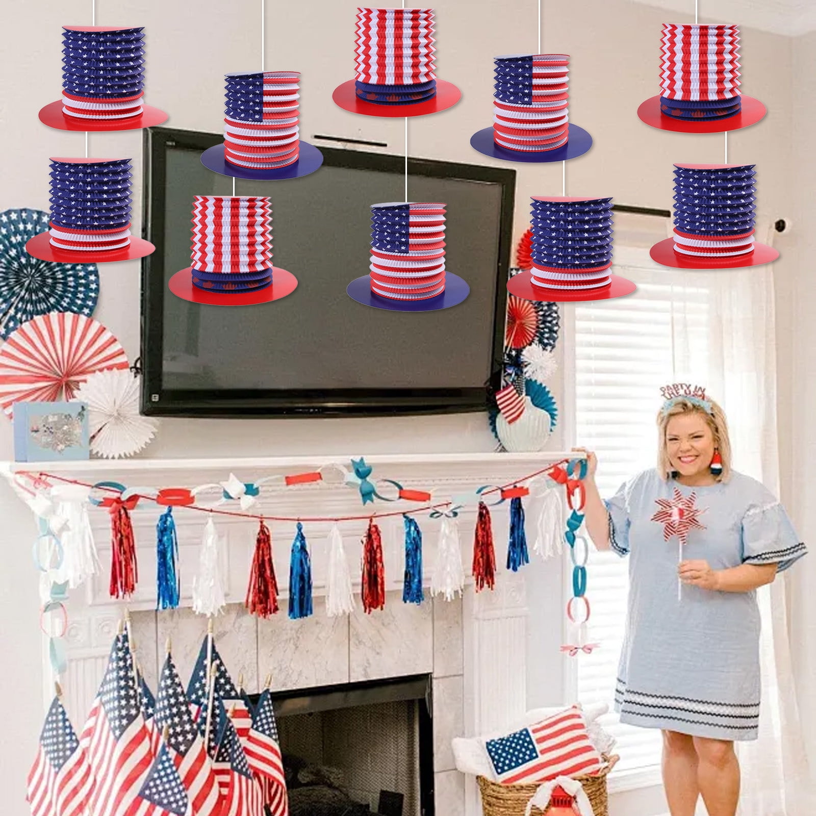 sageysalite 12 Pack Independence Day Accordion Paper Lanterns Folding ...