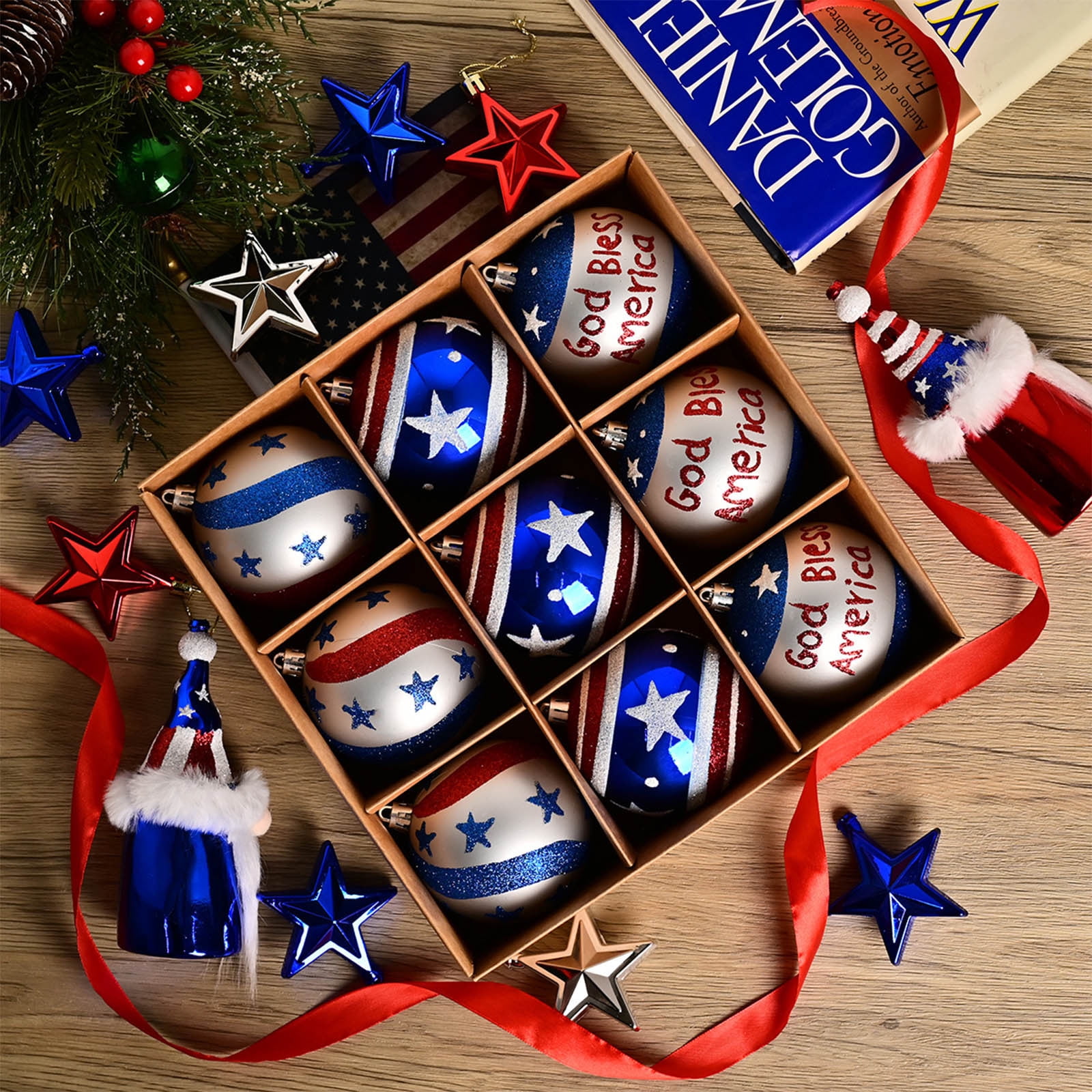 sageysalite 9 Ornaments Patriotic Hanging Spheres for Independence Day ...