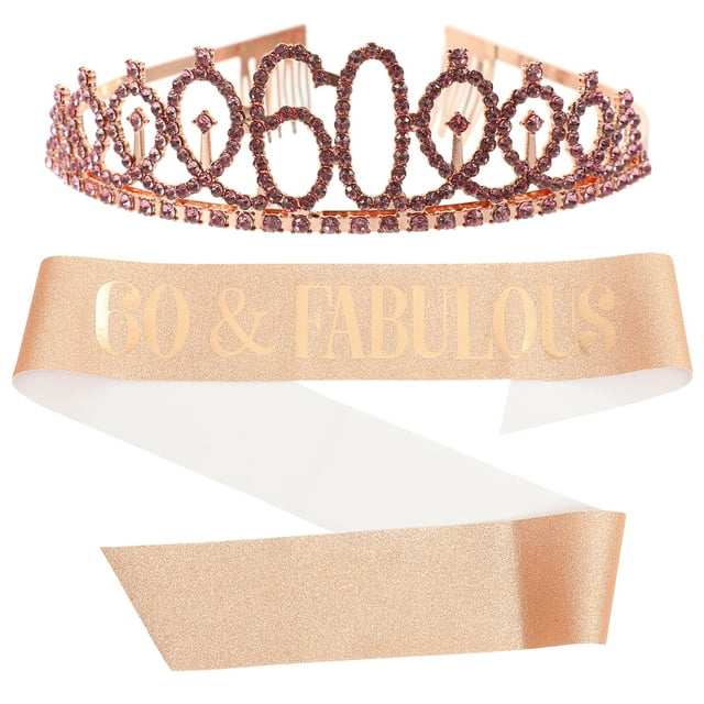 said 1 Set 60 Birthday Crown Sash Set Fabulous Sash 60th Birthday Decorations Women 60th ...