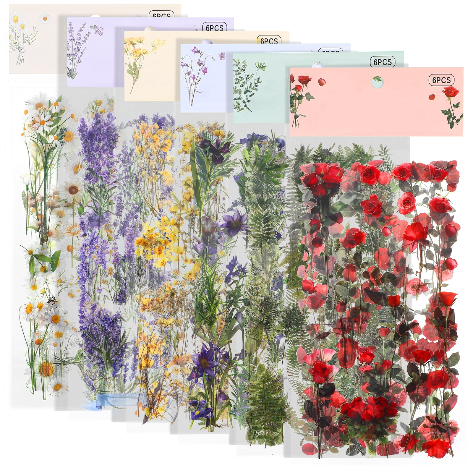 Natural Flower Stickers for Scrapbooking and Journaling, Transparent ...