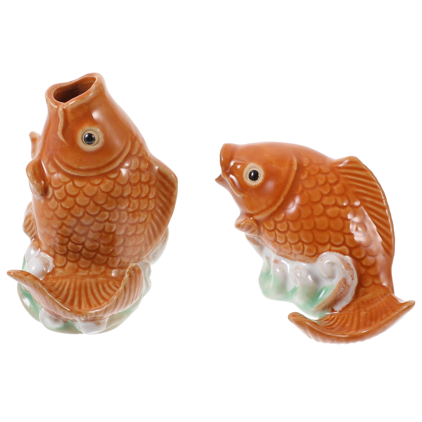 said 2pcs Water Fountain Spitter Outdoor Carp Figure Decor Garden Carp ...