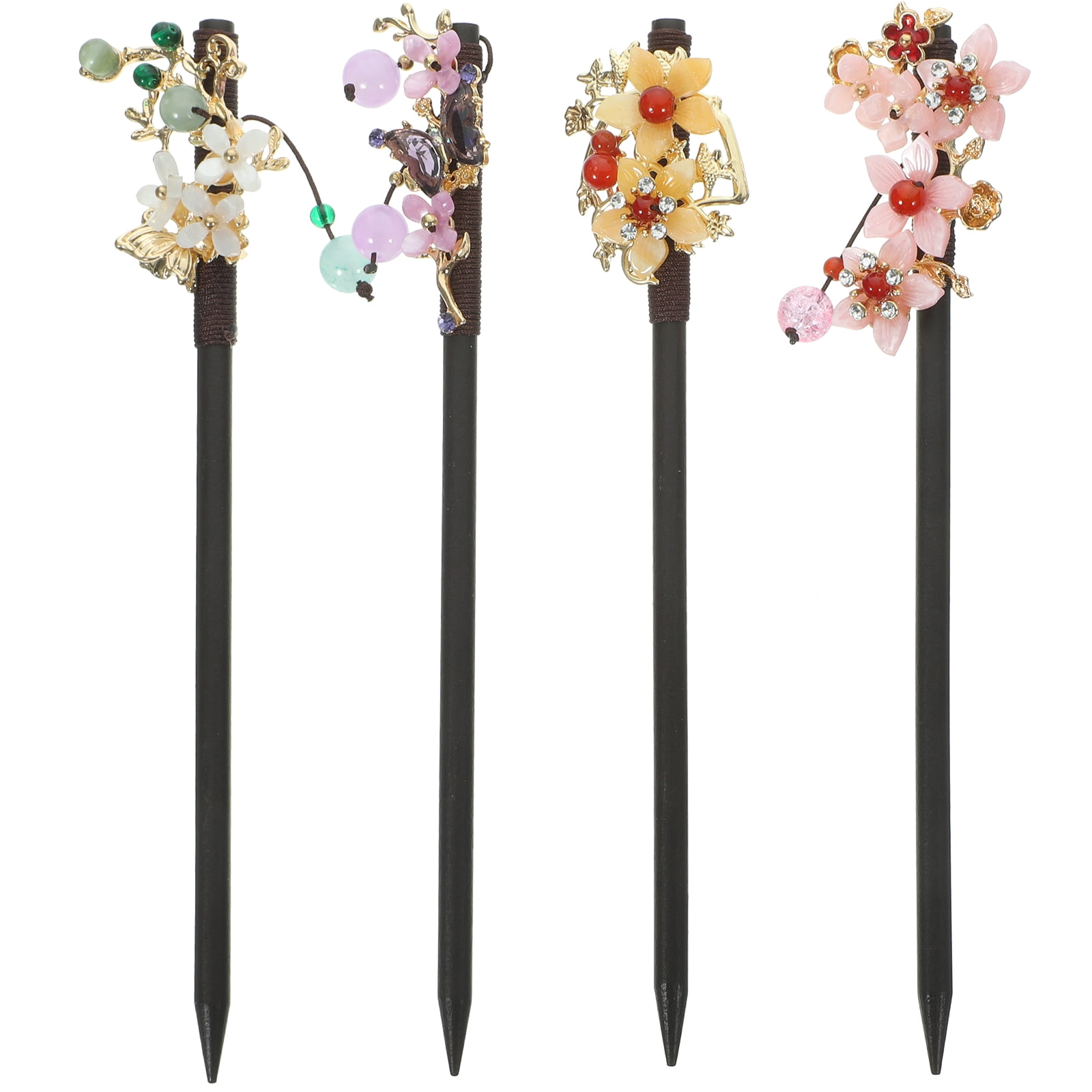 said 4 pcs Vintage Hair Sticks Chinese Style Hair Chopsticks Flower ...