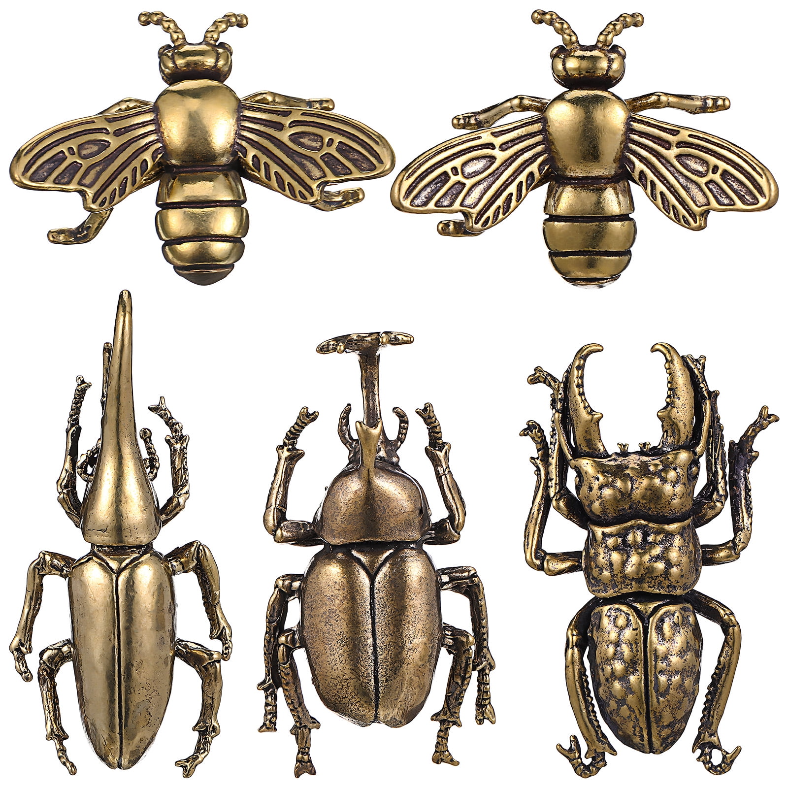 said 5 Pcs Brass Bee Brass Beetle Brasss Bugs Metal Animal Figurines ...