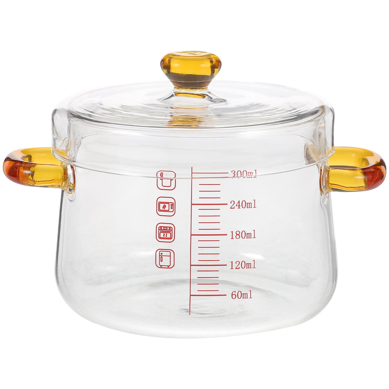 said Small Glass Stew Pot with Lid Double Handle Kitchen Cookware Food ...