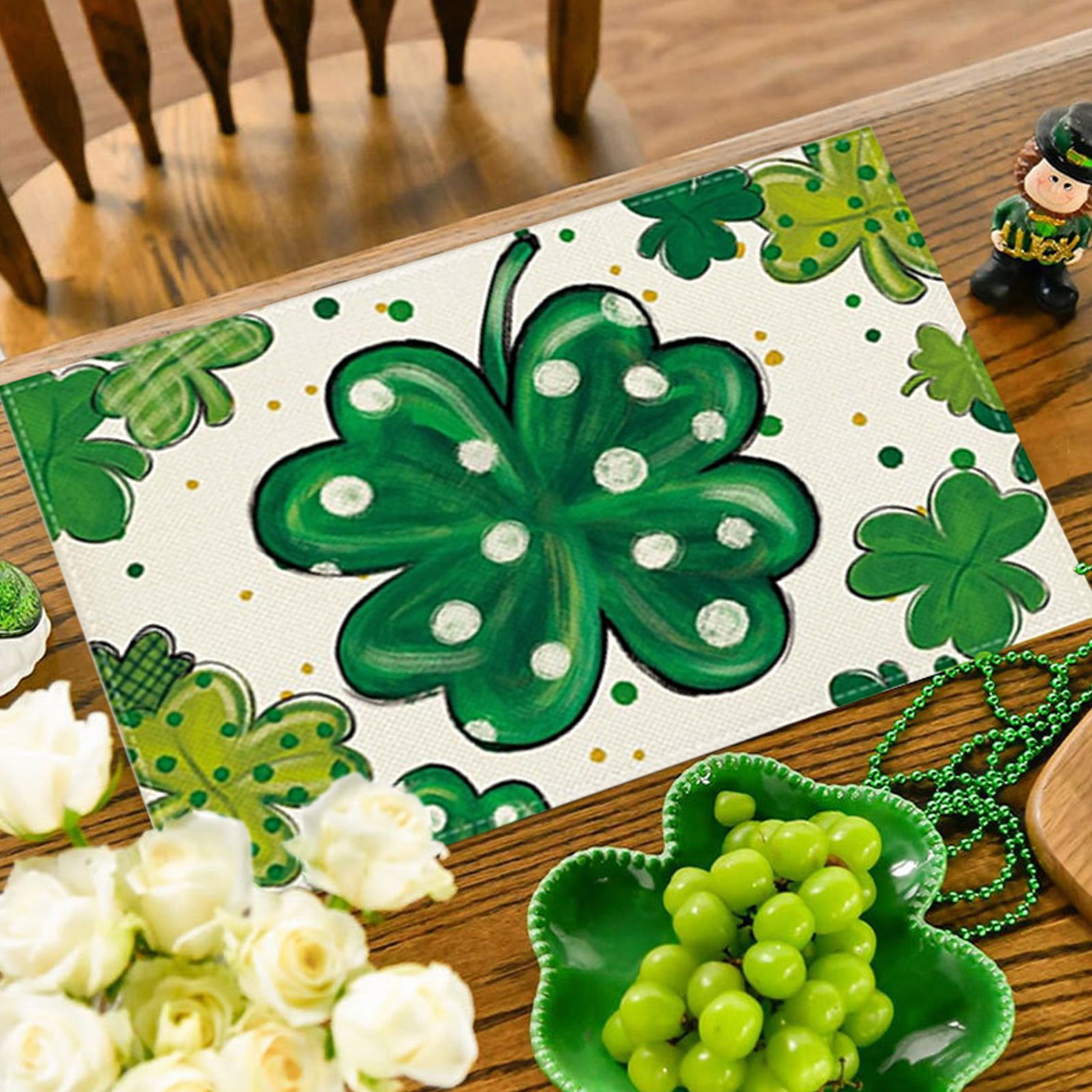 saidjrlf 4pcs St. Patrick's Day Placemats Set,Linen Shamrock Printed ...