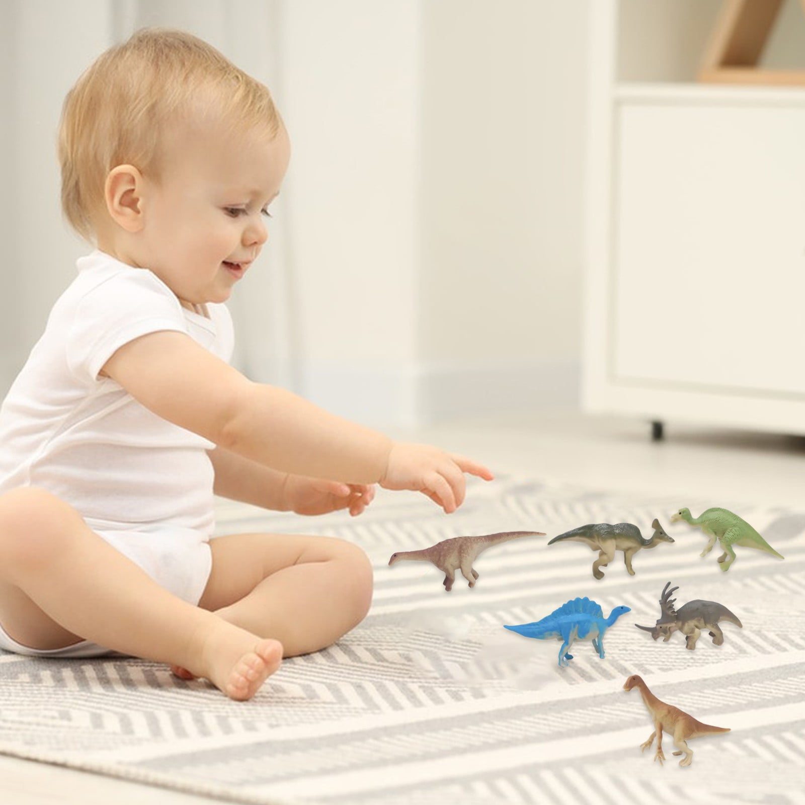 IGEED 6pcs Mini Dinosaur Party Pack Plastic Mini Education Dinosaur ...