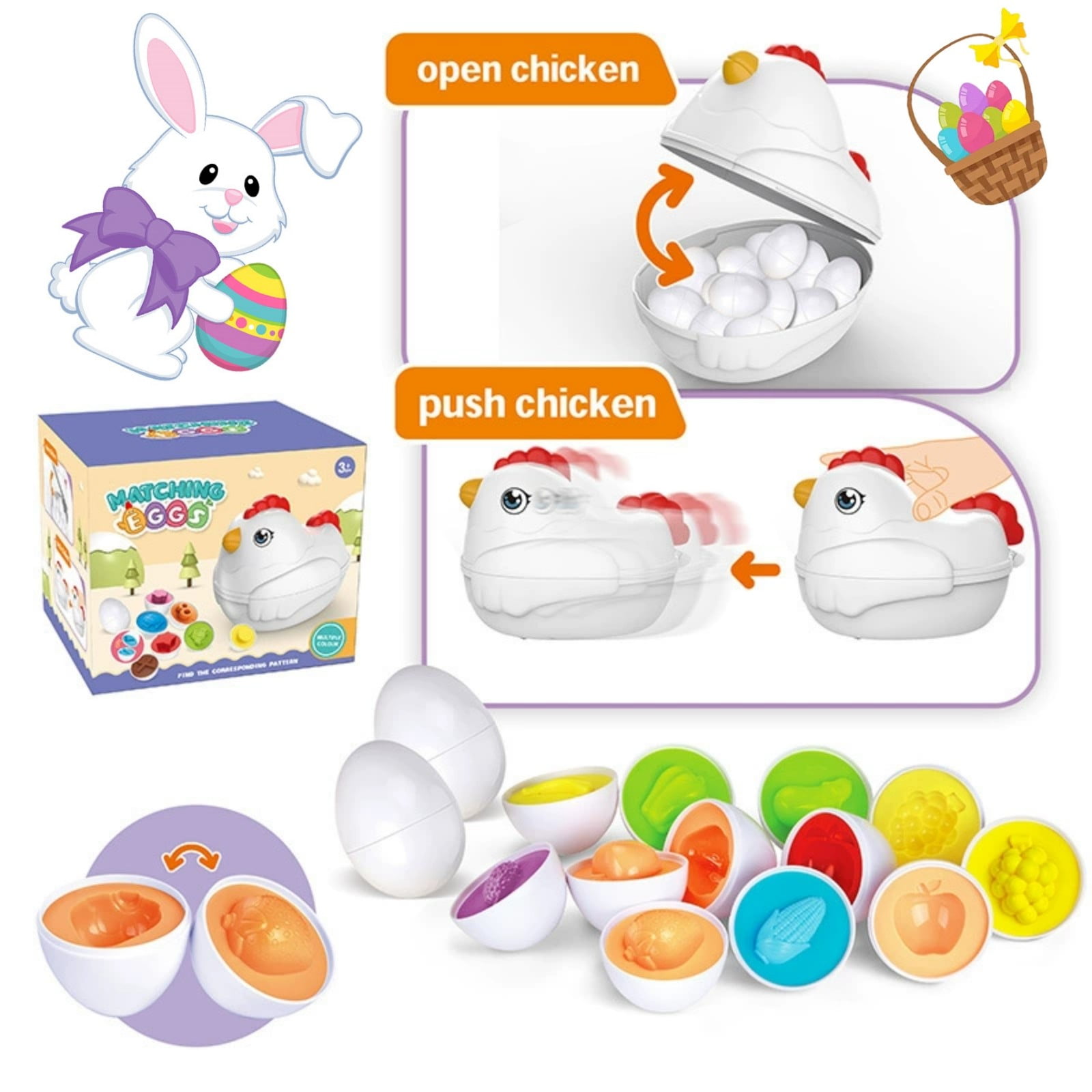 IGEED Chicken Eggs Easter Toys,Easter Basket Stuffers Baby Toddler Toys ...